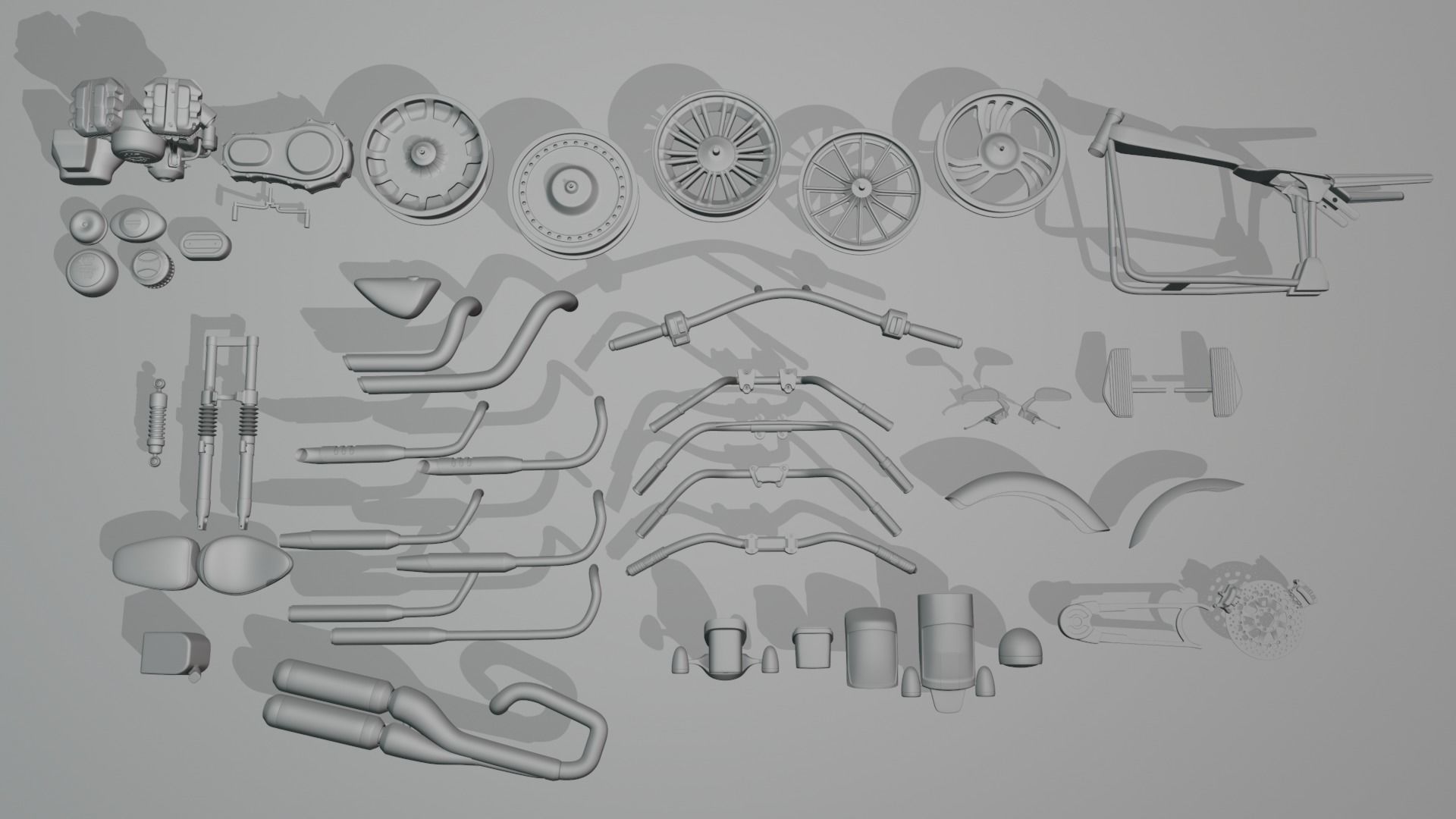Hard surface Motorcycle KitBash parts 3D model | CGTrader