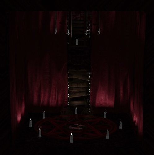 3D model eerie dark room for sacrifice necromancer VR / AR / low-poly ...