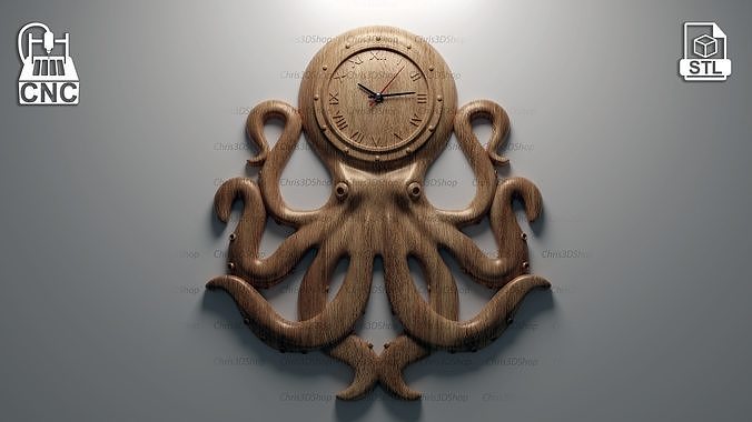 Octopus Clock - 3D STL file for CNC 3D model 3D printable | CGTrader