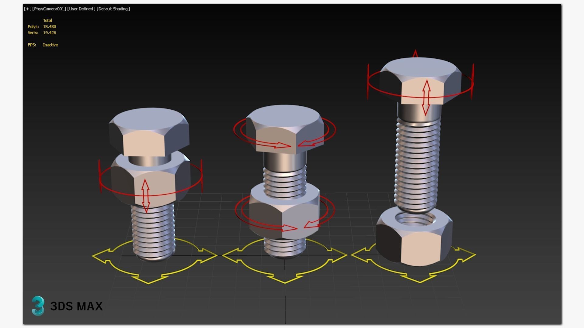 Screw Bolt and Nut Rigged 3D model animated rigged | CGTrader