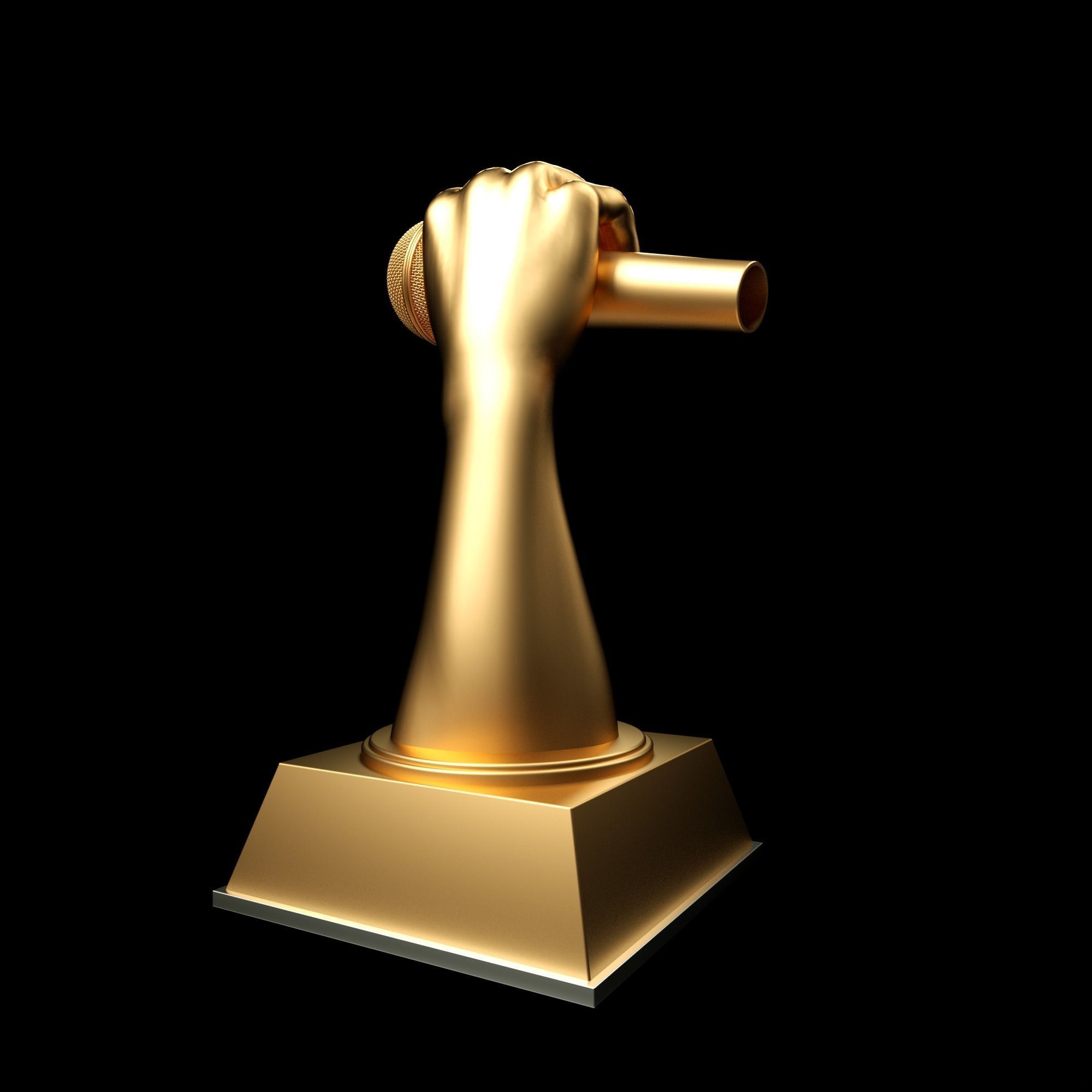 Microphone Trophy - Hand With Microphone 3D Model 3D model | CGTrader