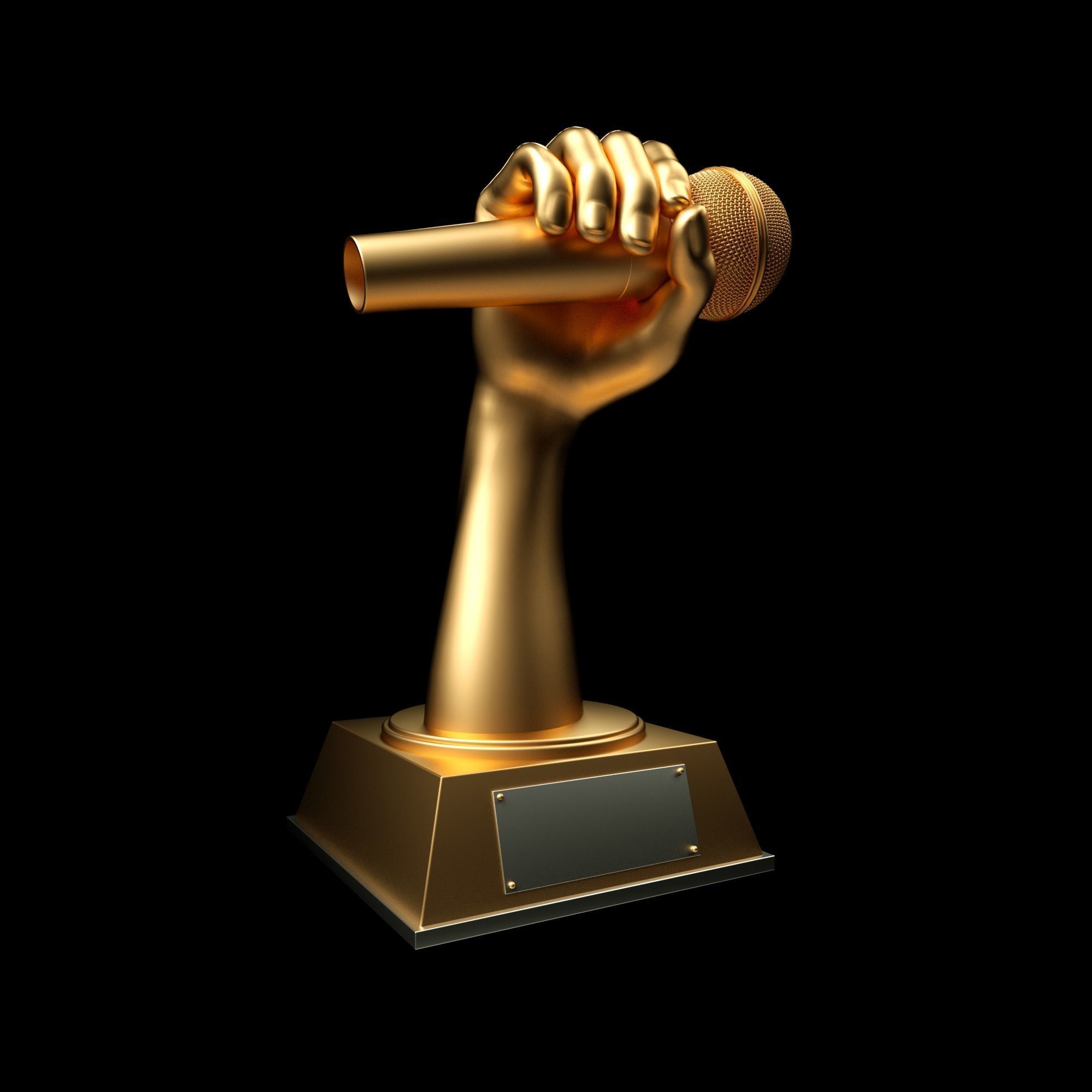 Microphone Trophy - Hand With Microphone 3D Model 3D model | CGTrader
