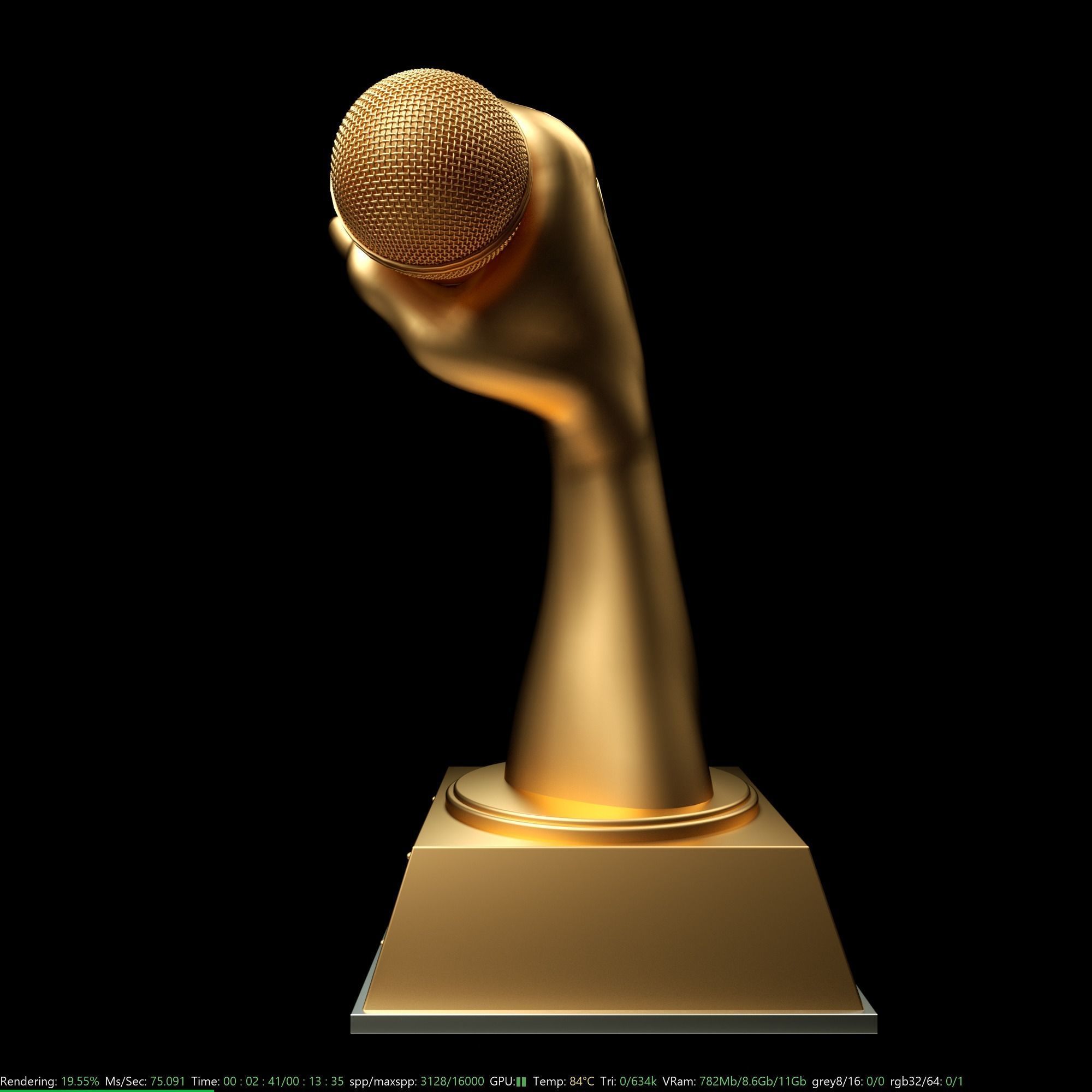 Microphone Trophy - Hand With Microphone 3D Model 3D model | CGTrader