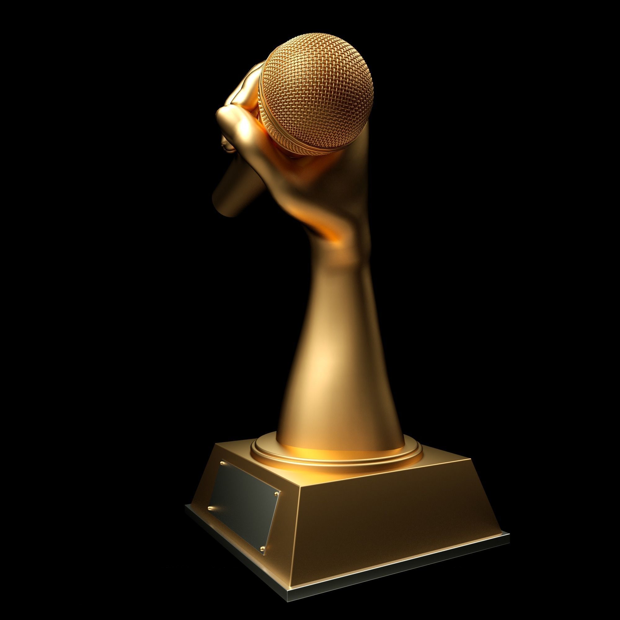 Microphone Trophy - Hand With Microphone 3D Model 3D model | CGTrader