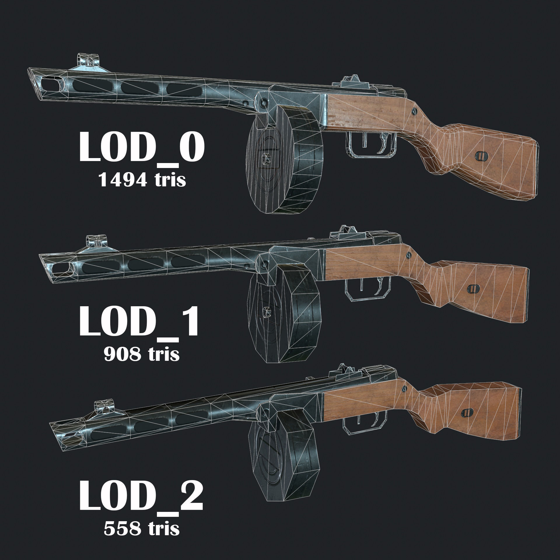 3D model PPSh-41 and PPSh-42 VR / AR / low-poly | CGTrader