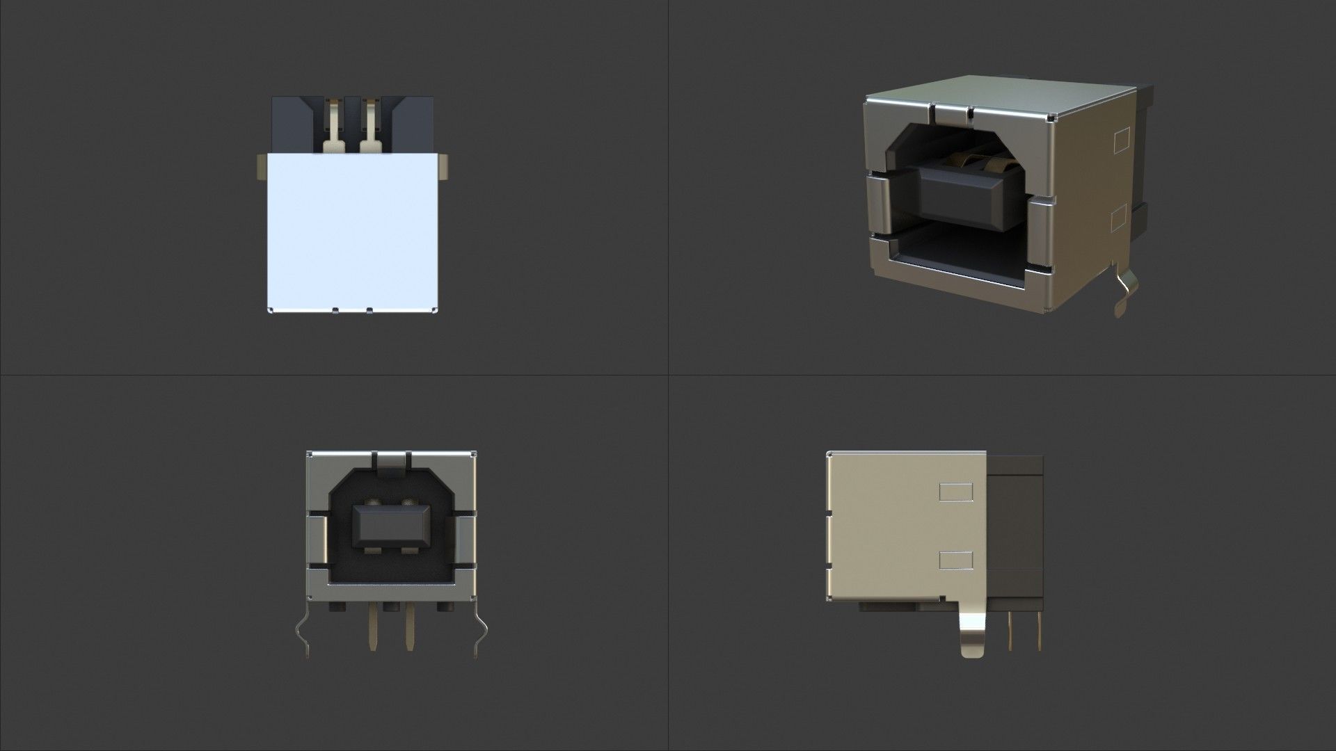 3D model USB B Type socket VR / AR / low-poly | CGTrader