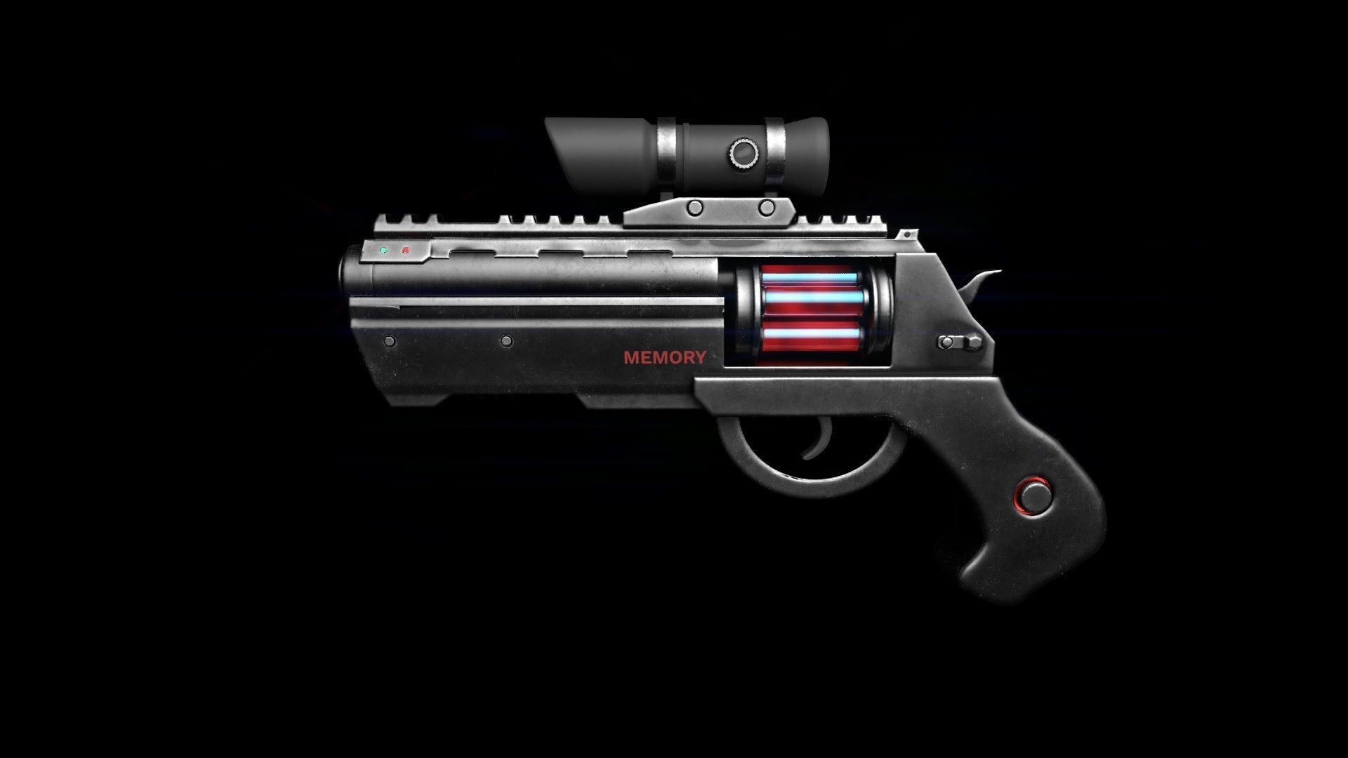 3D model Futuristic revolver VR / AR / low-poly | CGTrader