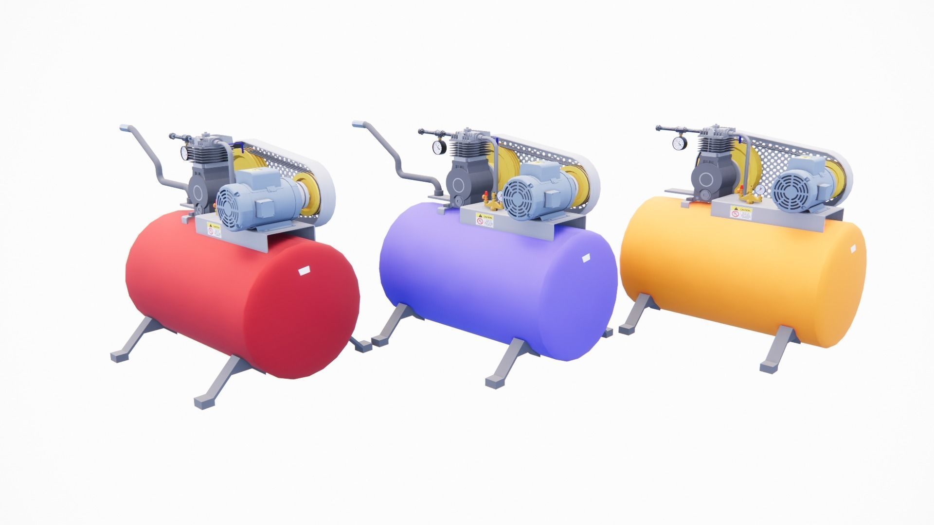 COMPRESSOR three different colored air compressors 3D model 3D ...