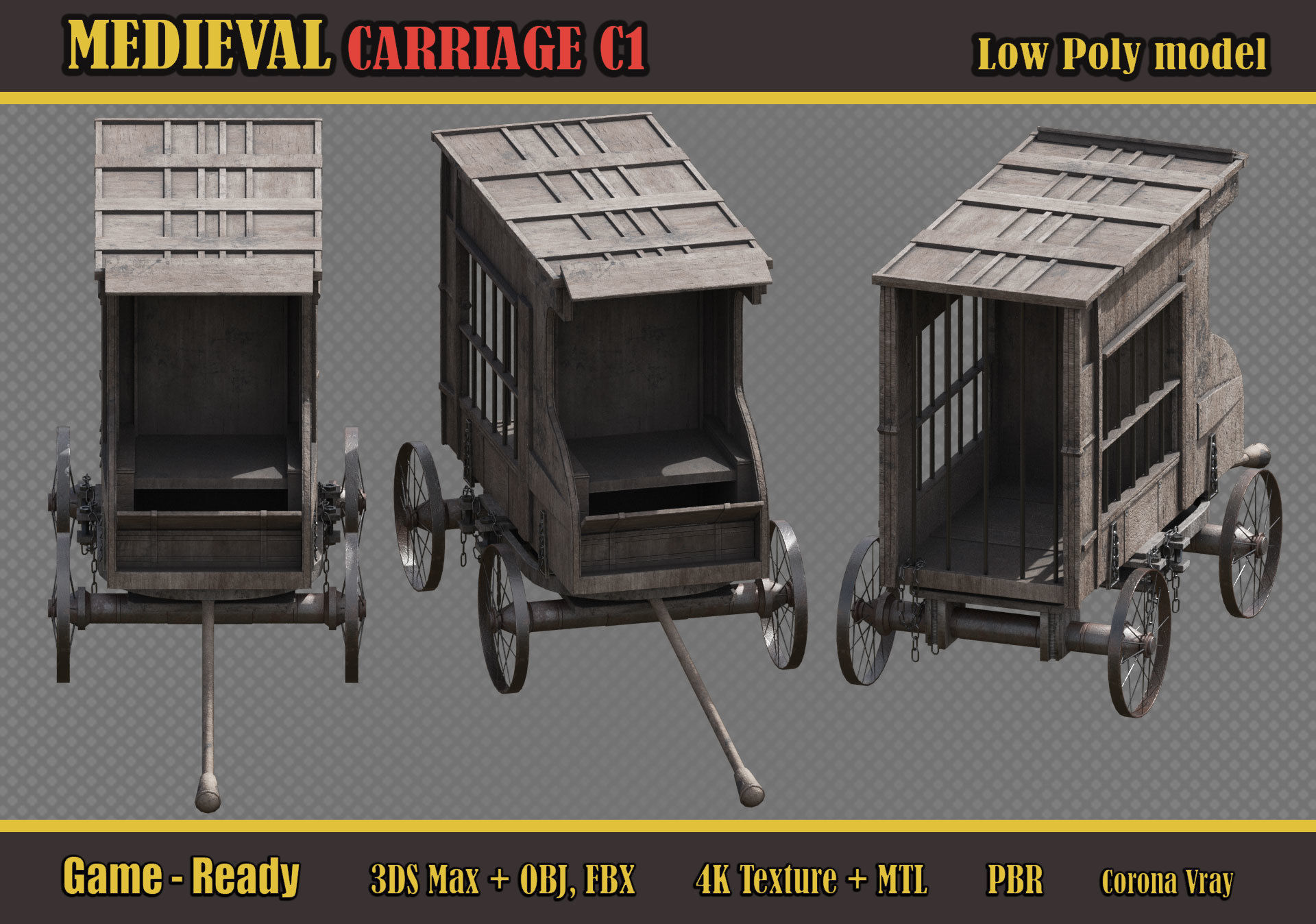3D model Medieval Carriage C1 VR / AR / low-poly | CGTrader