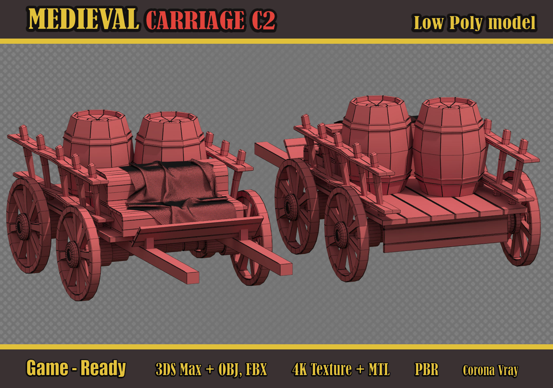 3D model Medieval Carriage C2 VR / AR / low-poly | CGTrader