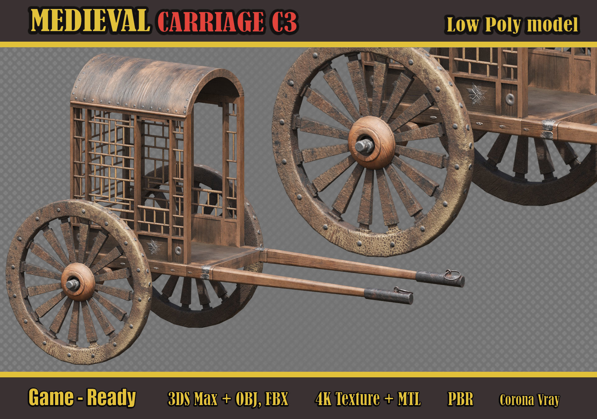 3D model Medieval Carriage C3 VR / AR / low-poly | CGTrader