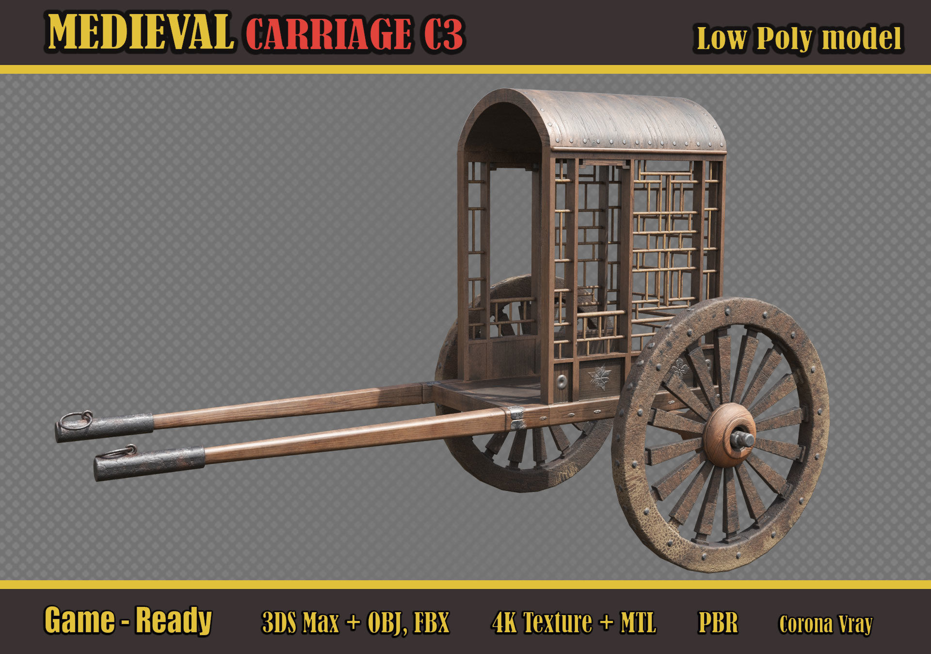 3D model Medieval Carriage C3 VR / AR / low-poly | CGTrader