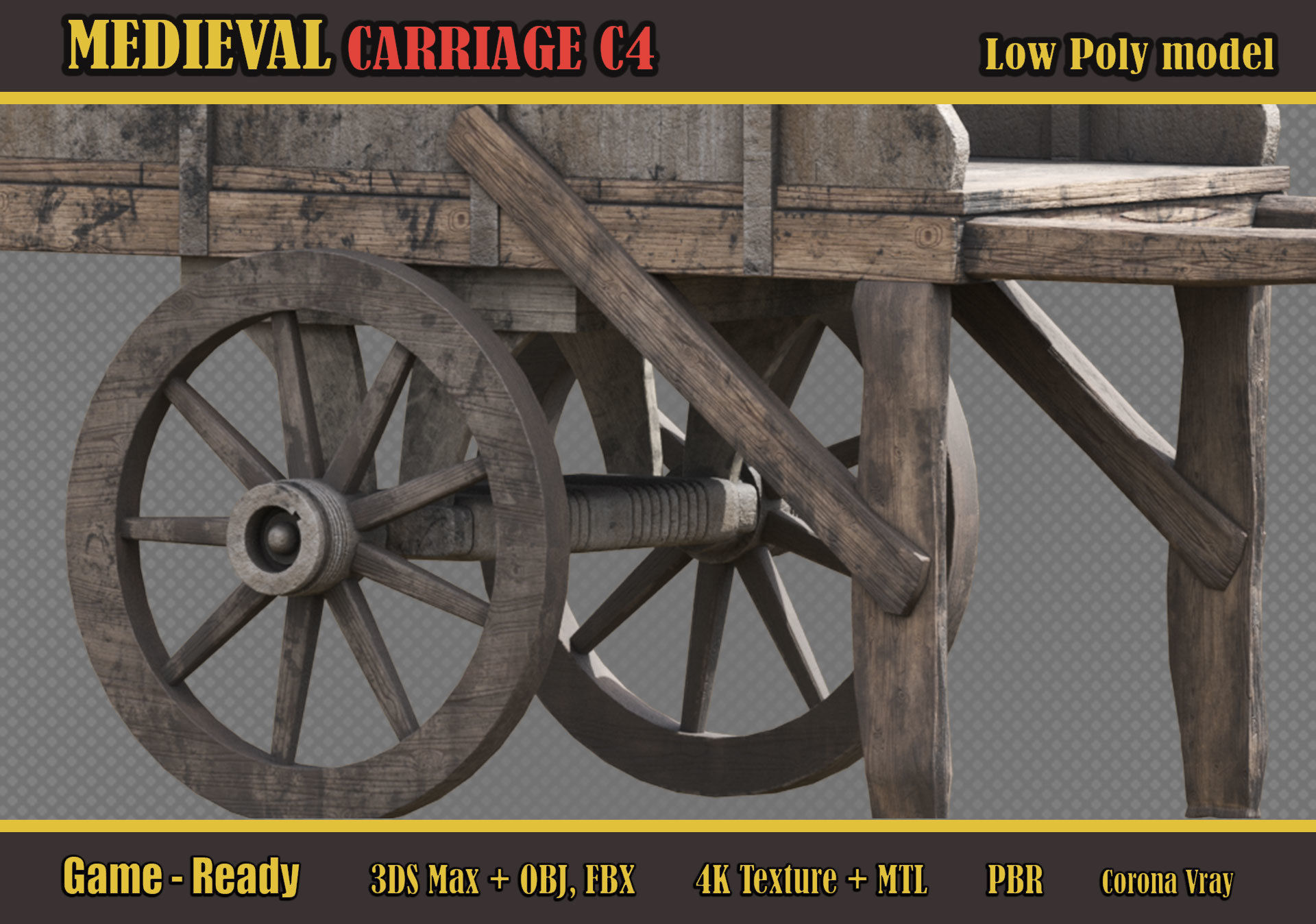 3D model Medieval Carriage C4 VR / AR / low-poly | CGTrader