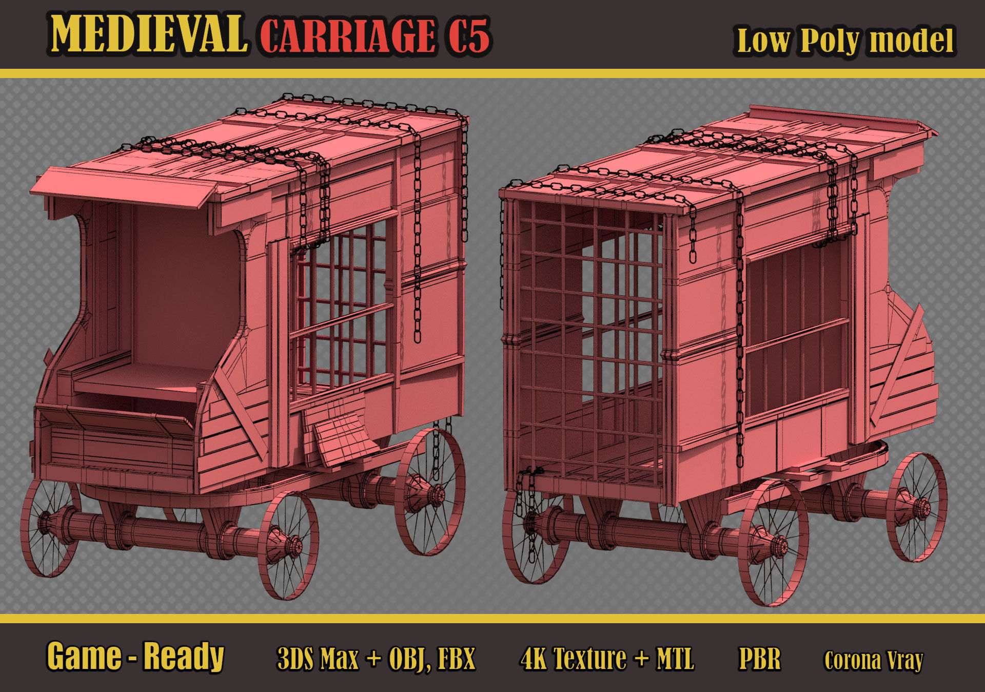 3D model Medieval Carriage C5 VR / AR / low-poly | CGTrader