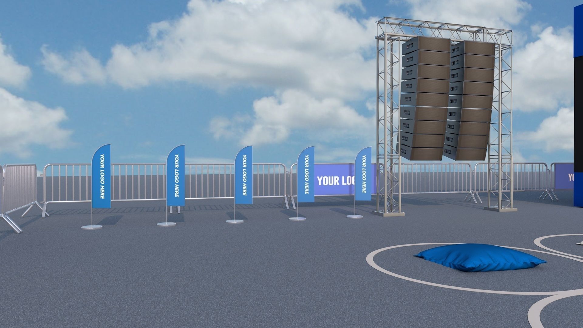 Outdoor Open Air Cinema Event with Social Distancing 3D model | CGTrader