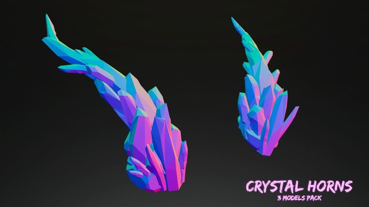 3D model Crystal Horns pack - 3 models VR / AR / low-poly | CGTrader