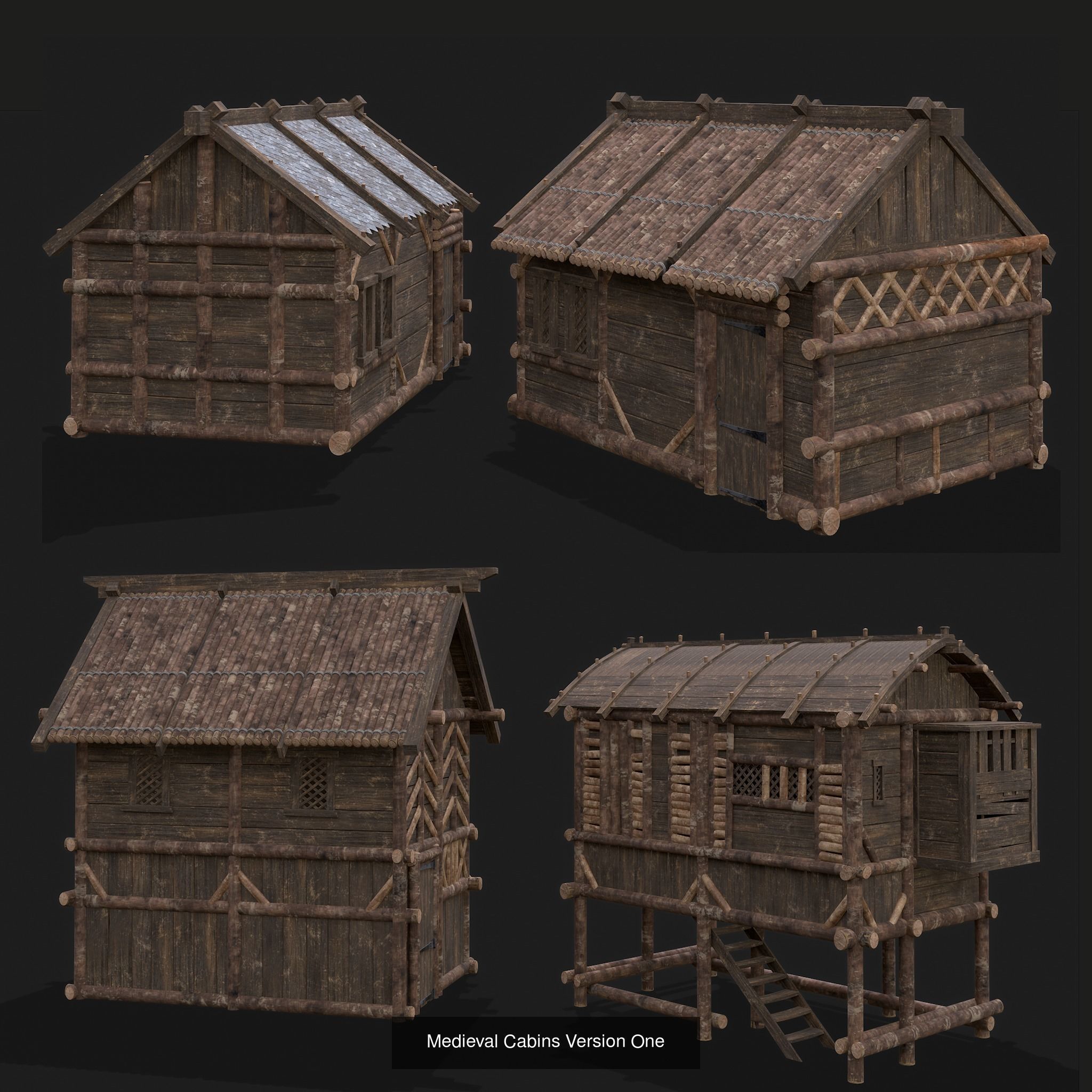 Medieval Wooden Cabins Collection of 8 VR / AR / low-poly | CGTrader