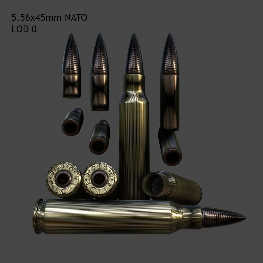 3D model 556x45mm NATO Cartridge VR / AR / low-poly | CGTrader