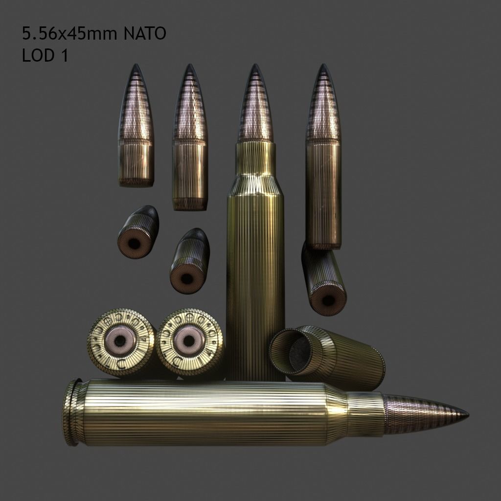 3D model 556x45mm NATO Cartridge VR / AR / low-poly | CGTrader