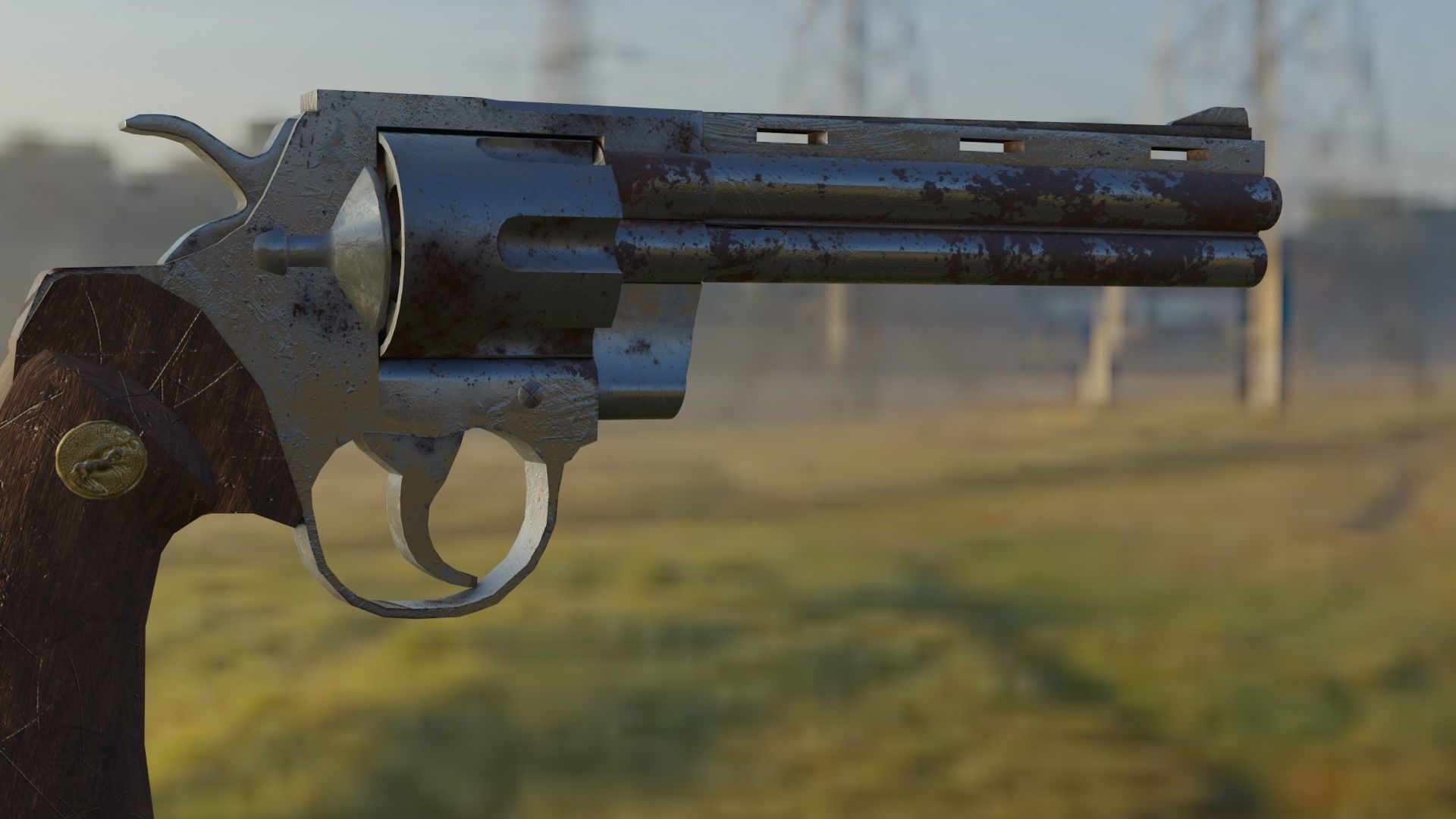 3D model Rusty Old Colt Python 357 mag Revolver VR / AR / low-poly ...