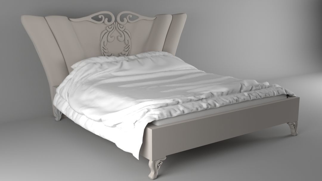 bed12 bed with ornate headboard and footboard 3D model | CGTrader