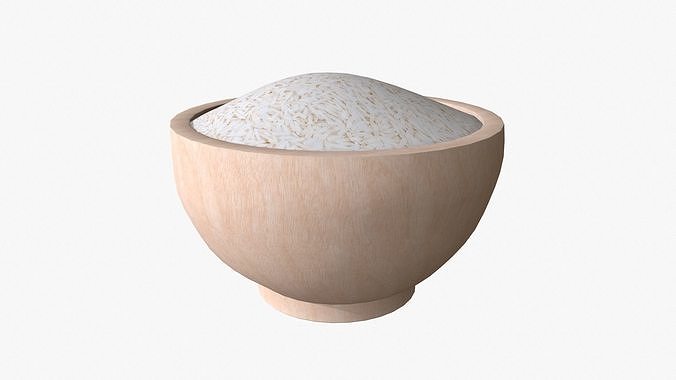 3D model Rice in wooden bowl VR / AR / low-poly | CGTrader