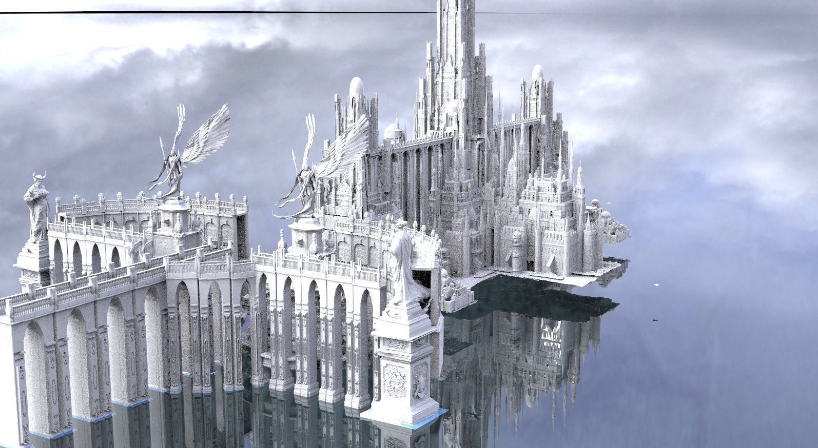 Final Fantasy City High fantasy City ocean 3D model | CGTrader