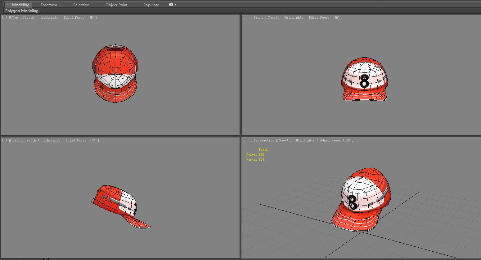 3D model Cartoon number 8 red sports cap VR / AR / low-poly | CGTrader