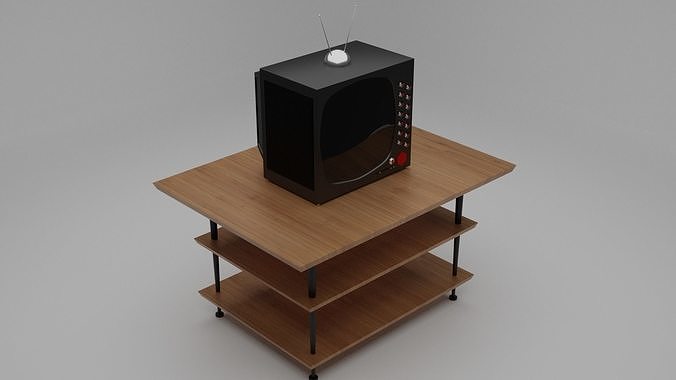 low poly TV old on wooden shelf free VR / AR / low-poly 3D model | CGTrader