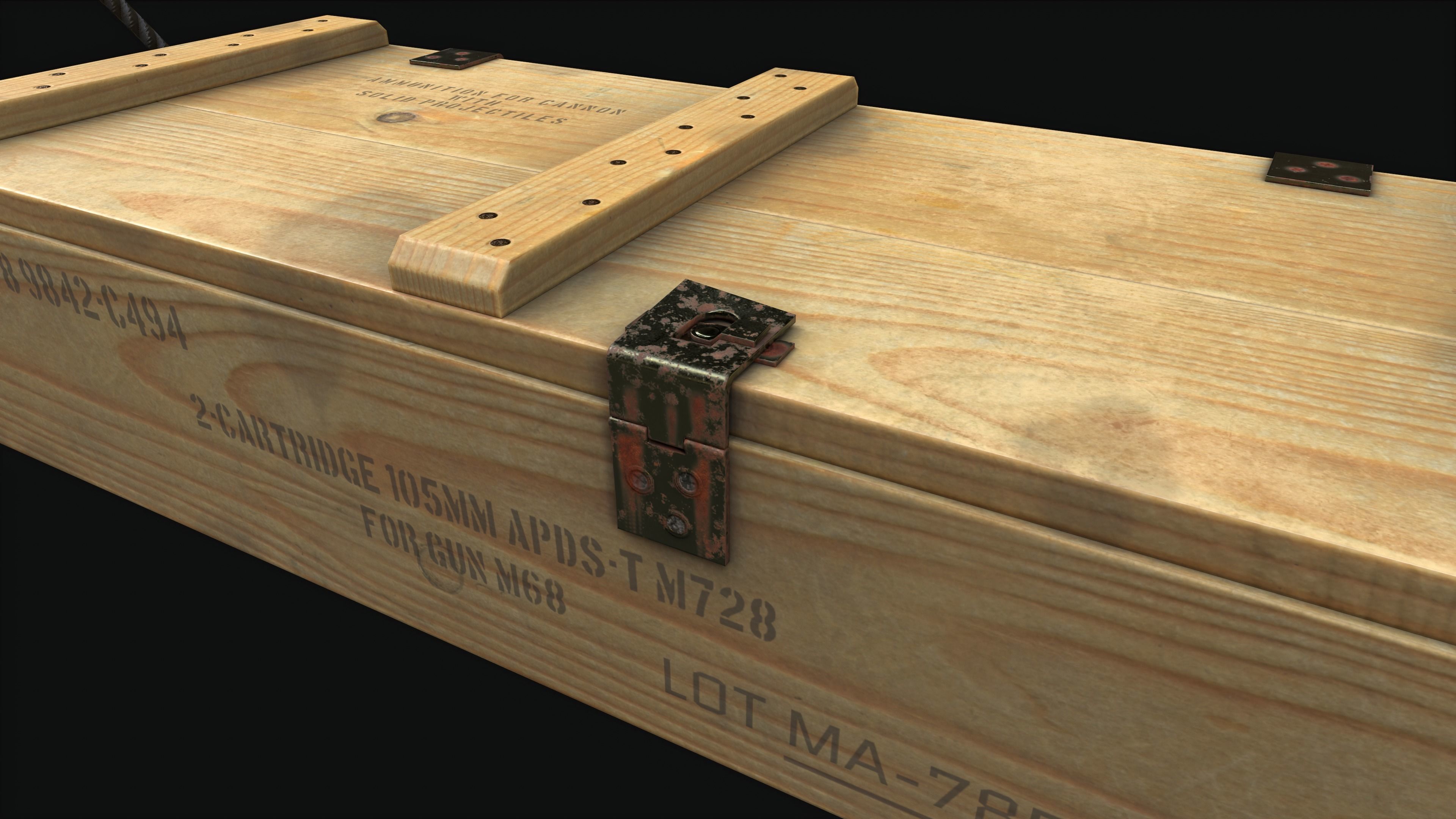3D model M68 Military Wooden Ammo Crate PBR Low Poly Game Ready VR / AR ...