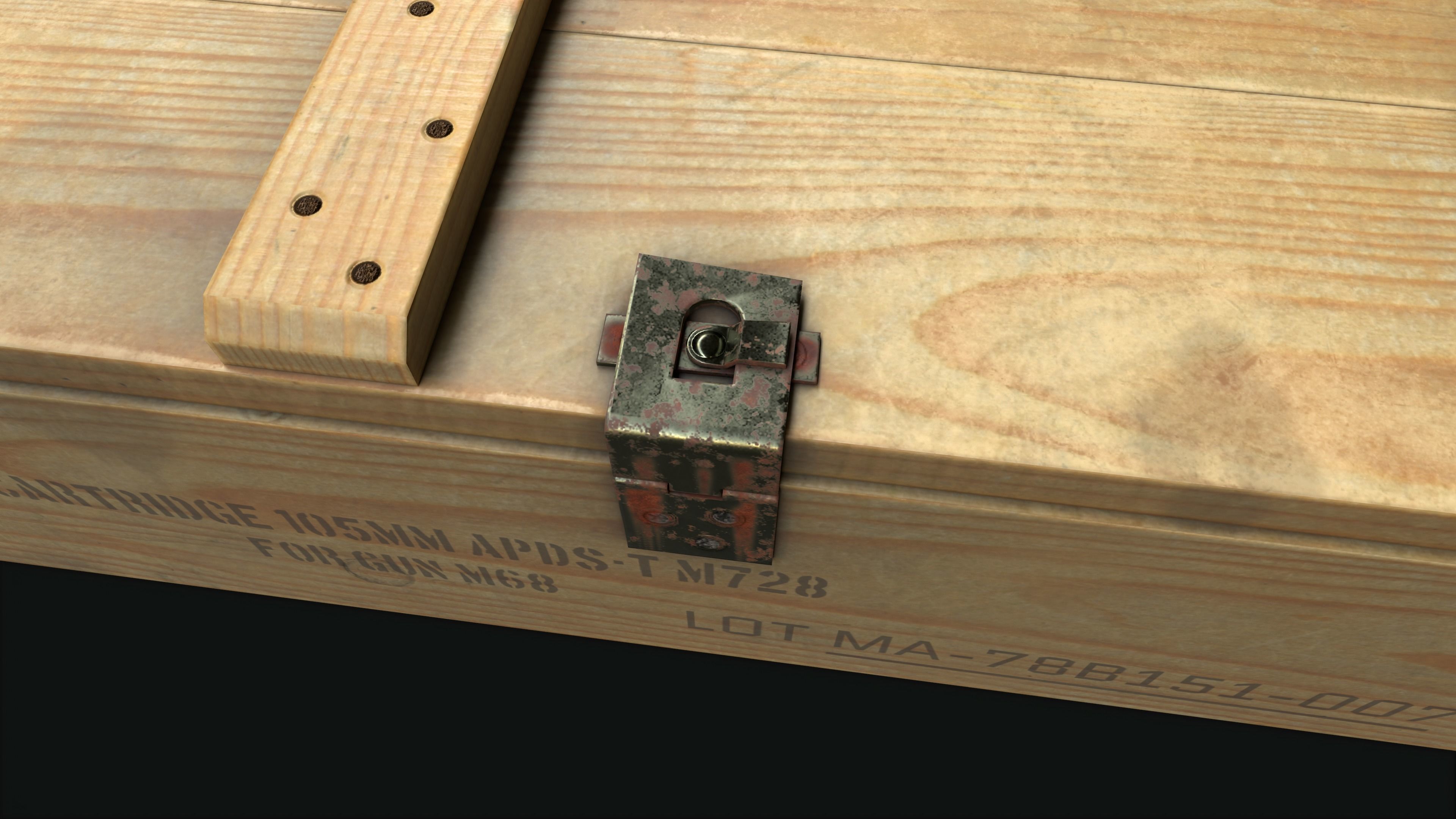 3D model M68 Military Wooden Ammo Crate PBR Low Poly Game Ready VR / AR ...