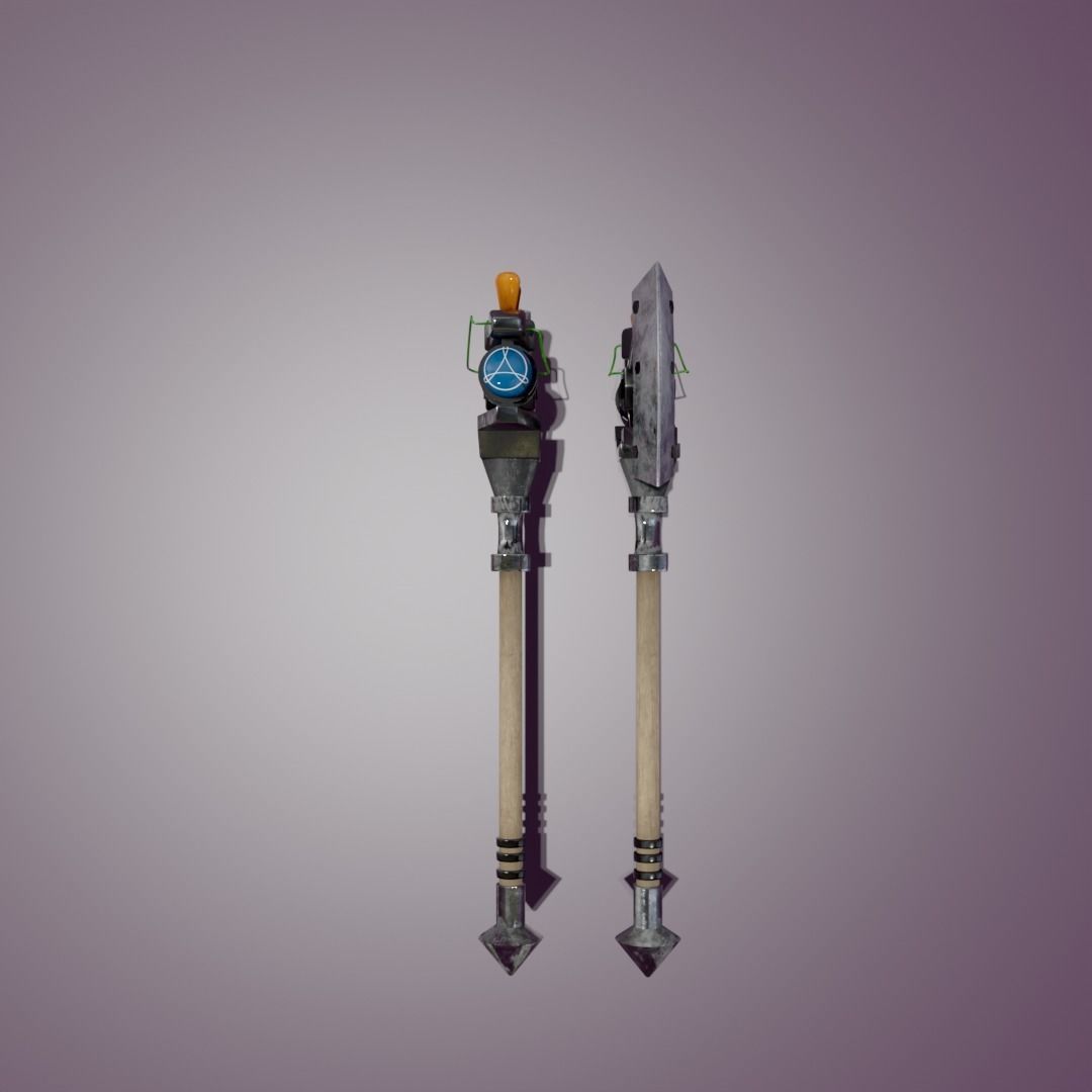 3D model Stylized Melee Weapon Steampunk Axe PBR game ready Low-poly VR ...