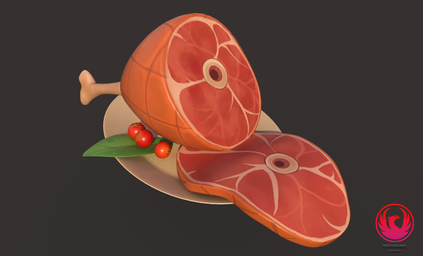 3D model Ham 3D model piece of meat on plate VR / AR / low-poly | CGTrader
