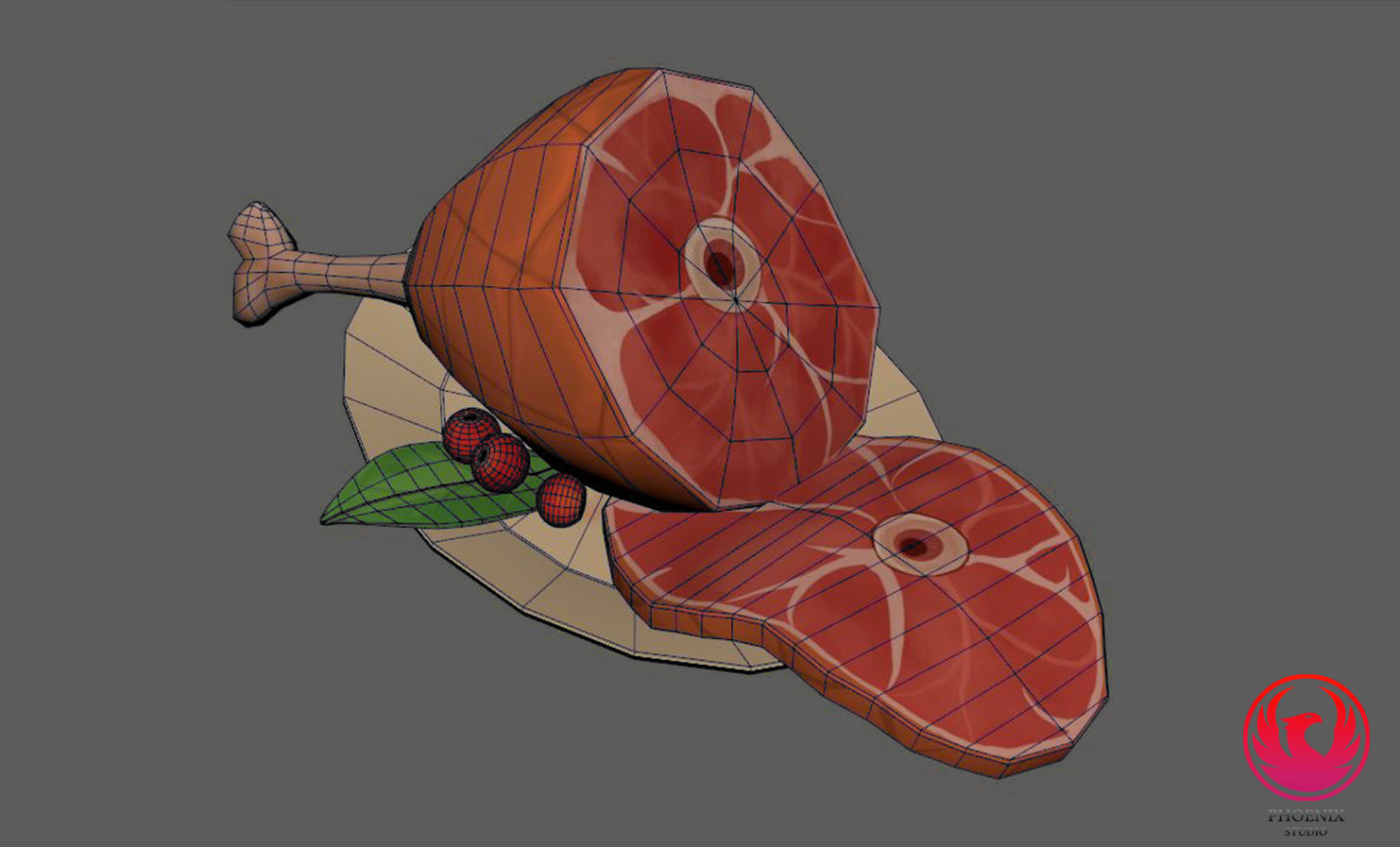 3D model Ham 3D model piece of meat on plate VR / AR / low-poly | CGTrader