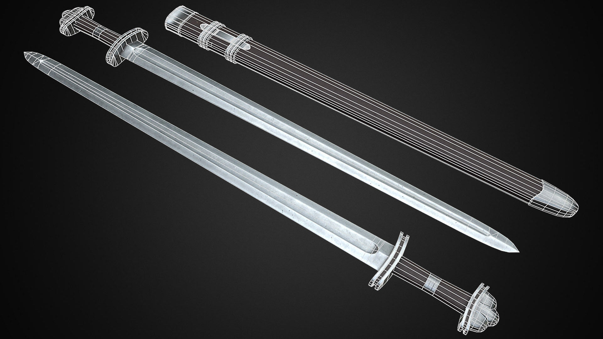3D model Medieval One Hand Swords with Scabbard Pack VR / AR / low-poly ...