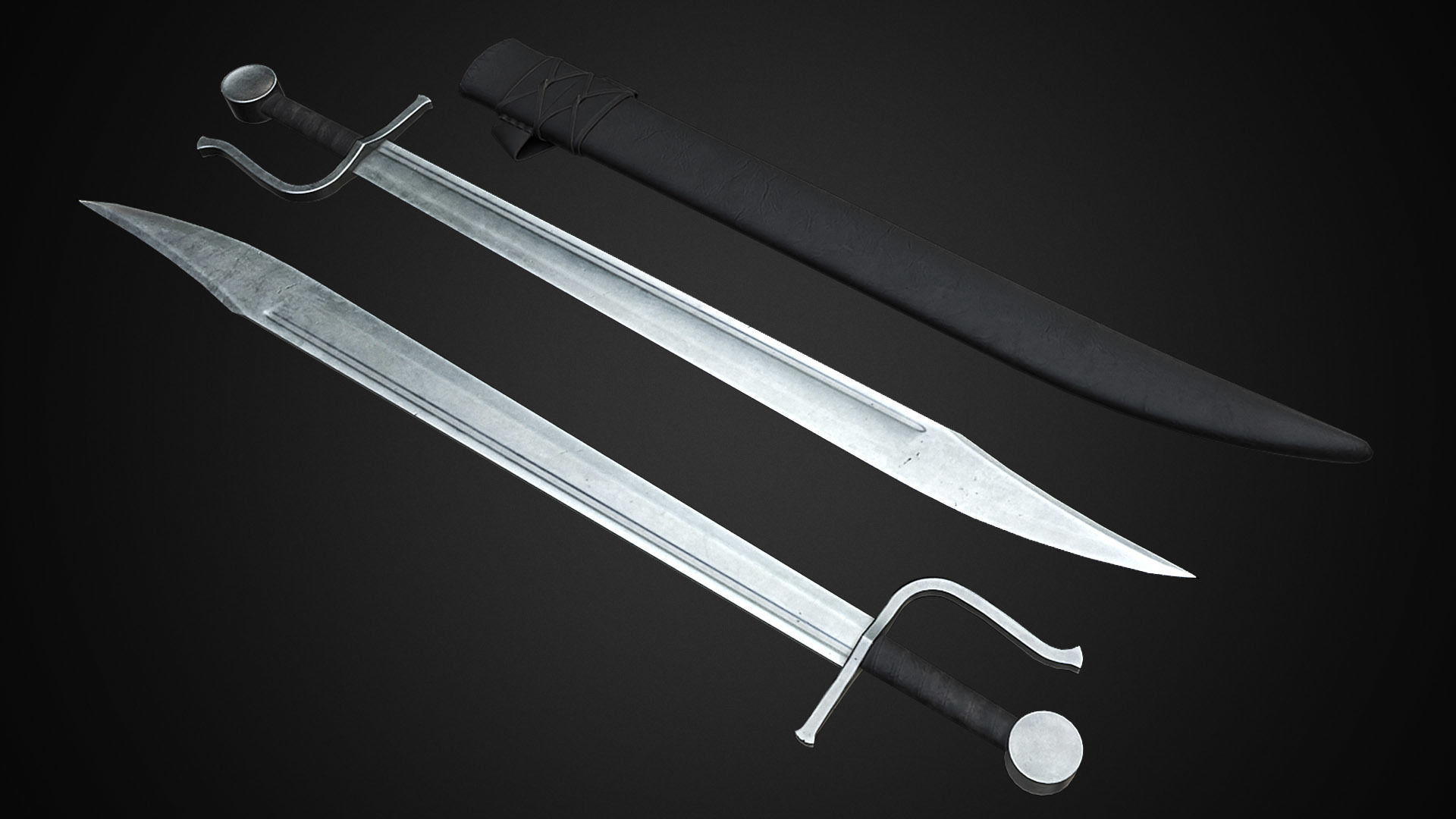 3D model Medieval One Hand Swords with Scabbard Pack VR / AR / low-poly ...