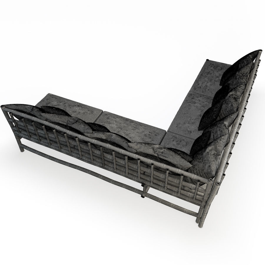 Floated Wooden Corner Bench 3D model | CGTrader