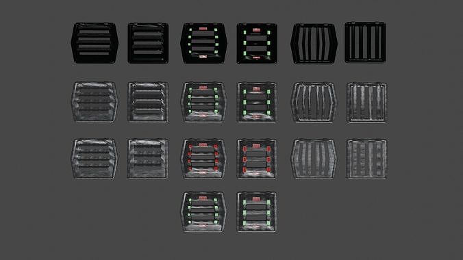 3D model Procedural air conduct grates for sci-fi game or industrial ...