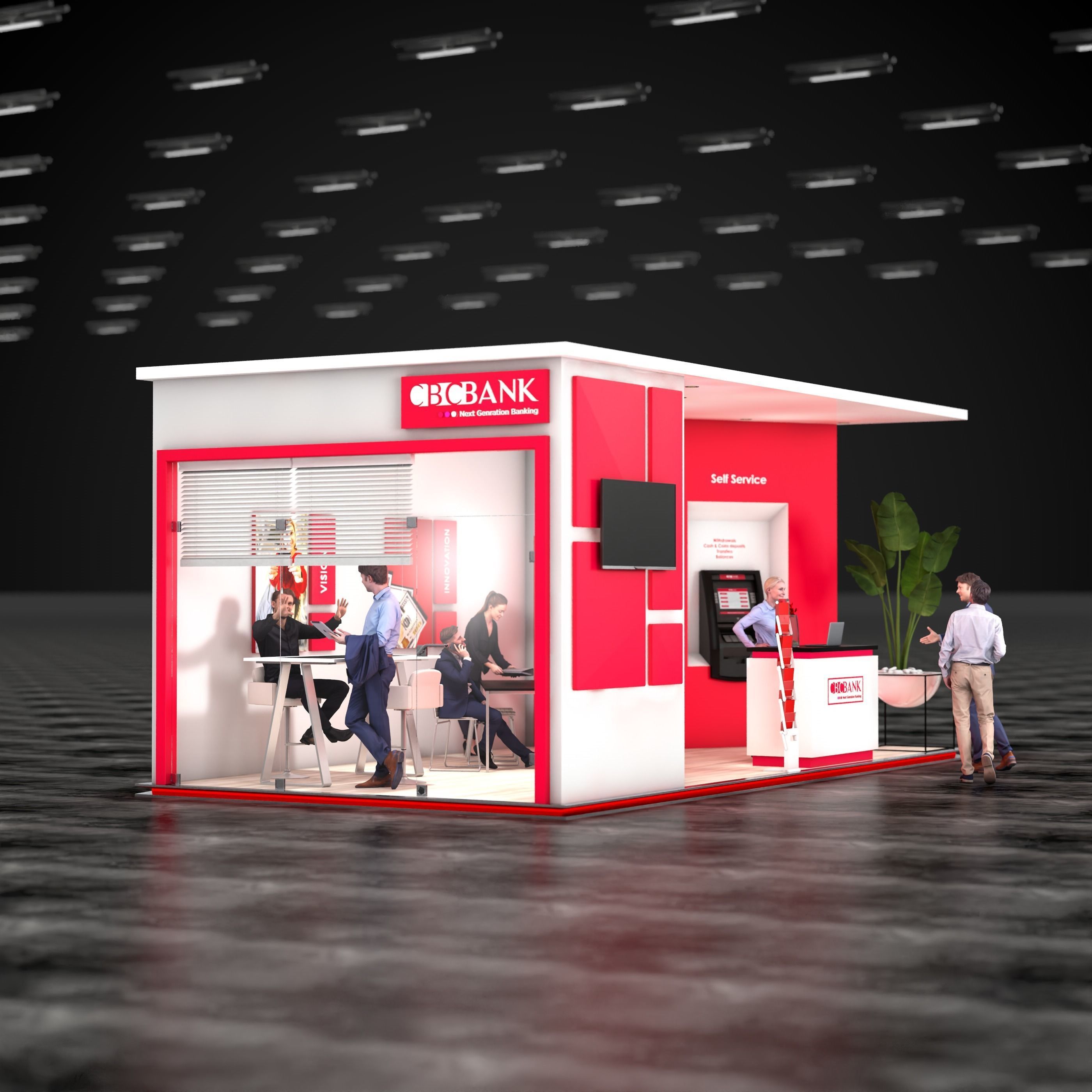 Banking exhibition stand design 3D model | CGTrader