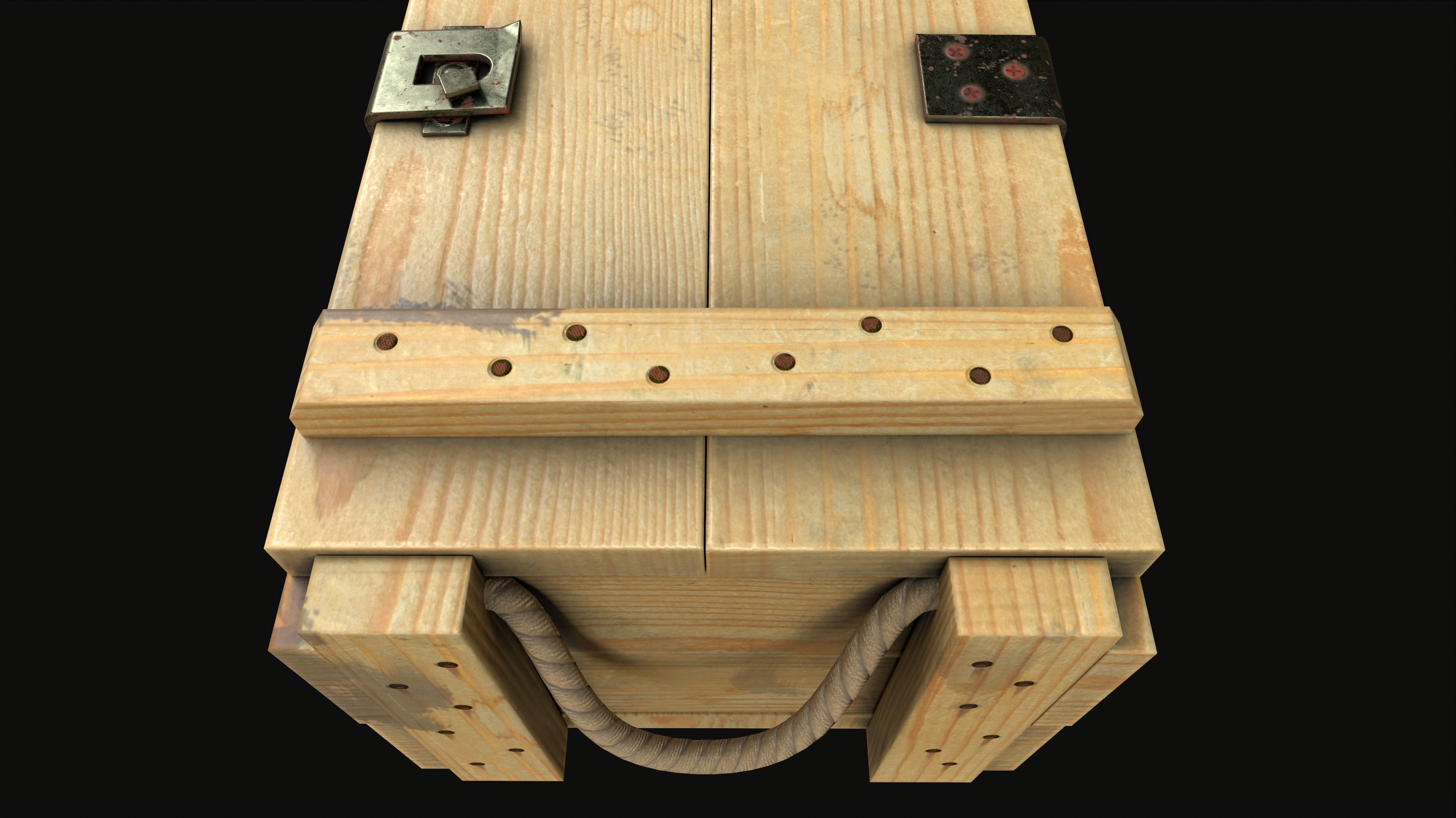 3D model Military Wooden Grenade Crate PBR Low Poly Game Ready VR / AR ...