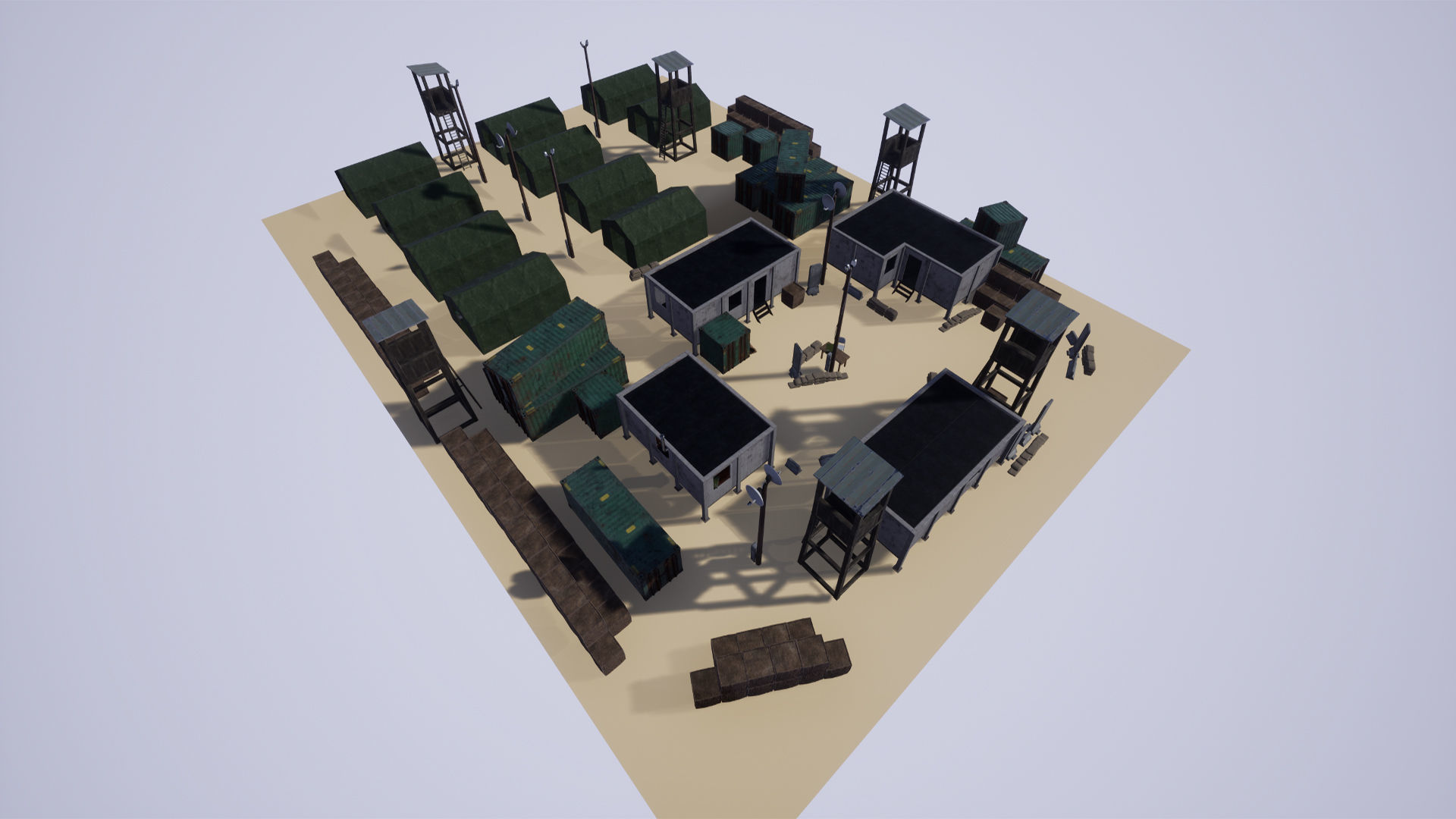 3D model Modular military base with props VR / AR / low-poly | CGTrader