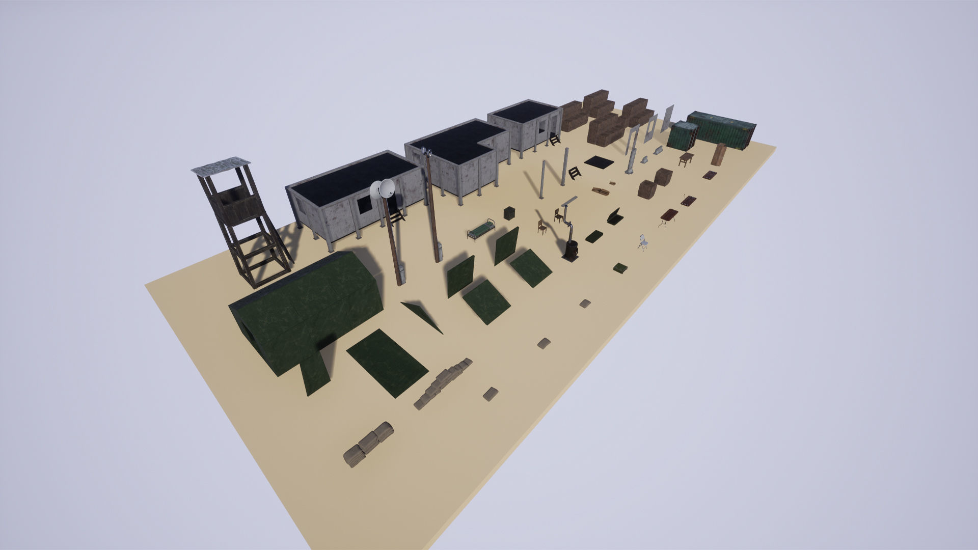 3D model Modular military base with props VR / AR / low-poly | CGTrader