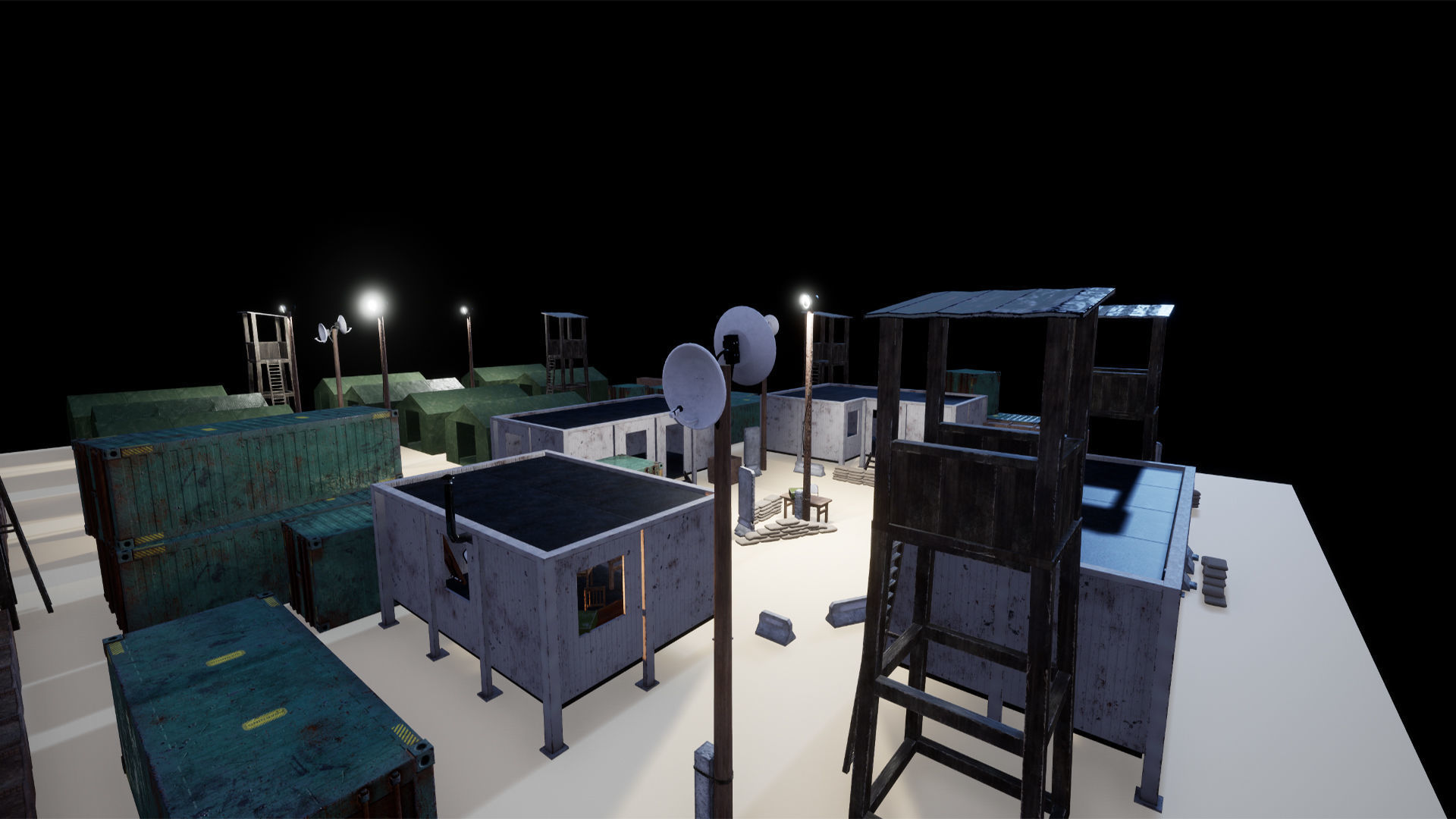 3D model Modular military base with props VR / AR / low-poly | CGTrader