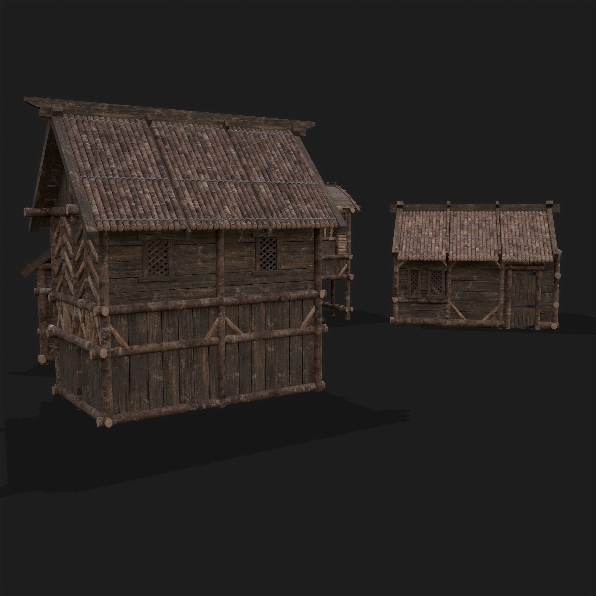 3D Model Collection 15 Medieval Cabins with Texture Variety VR / AR ...