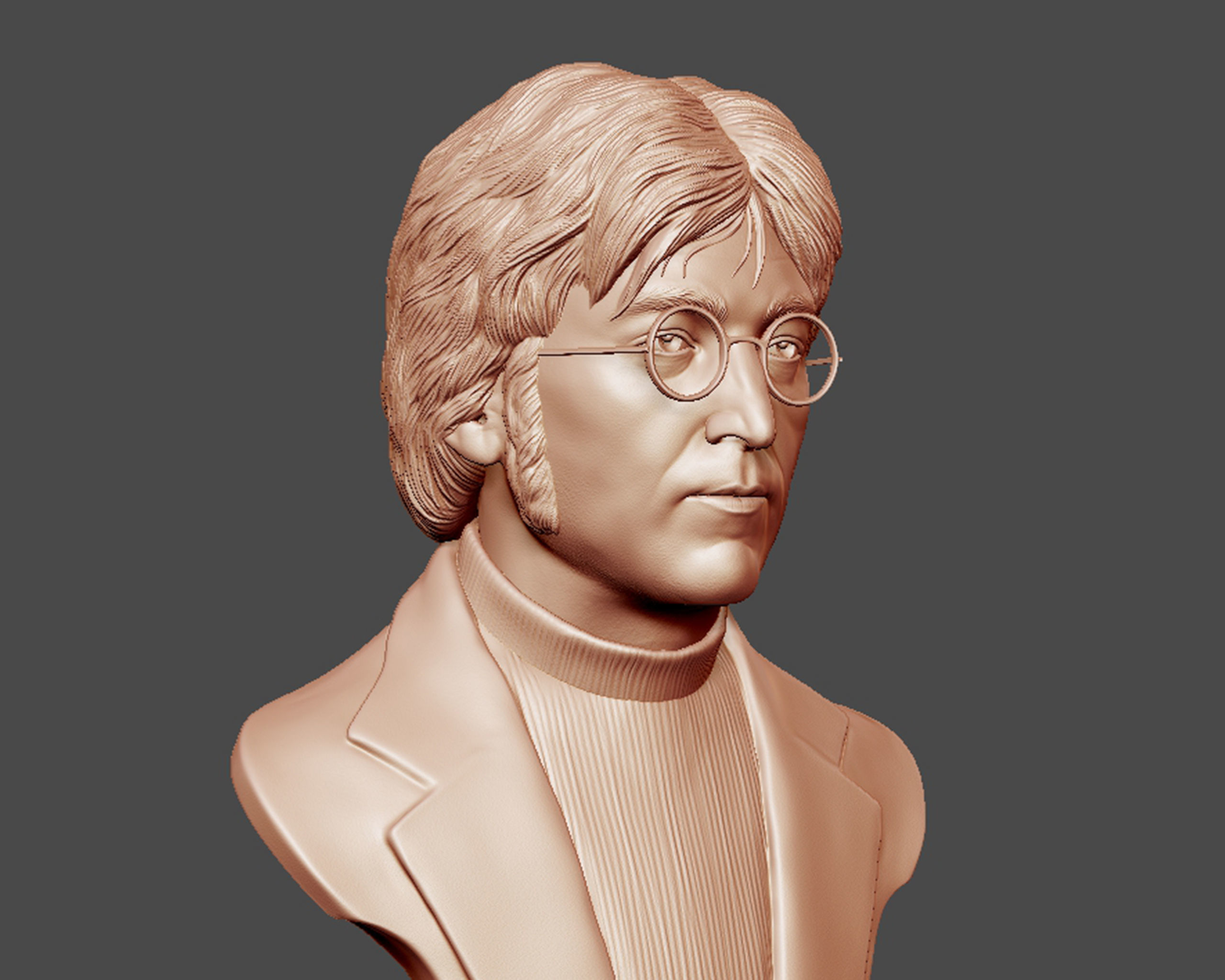 John Lennon portrait sculpture 3D model 3D printable | CGTrader