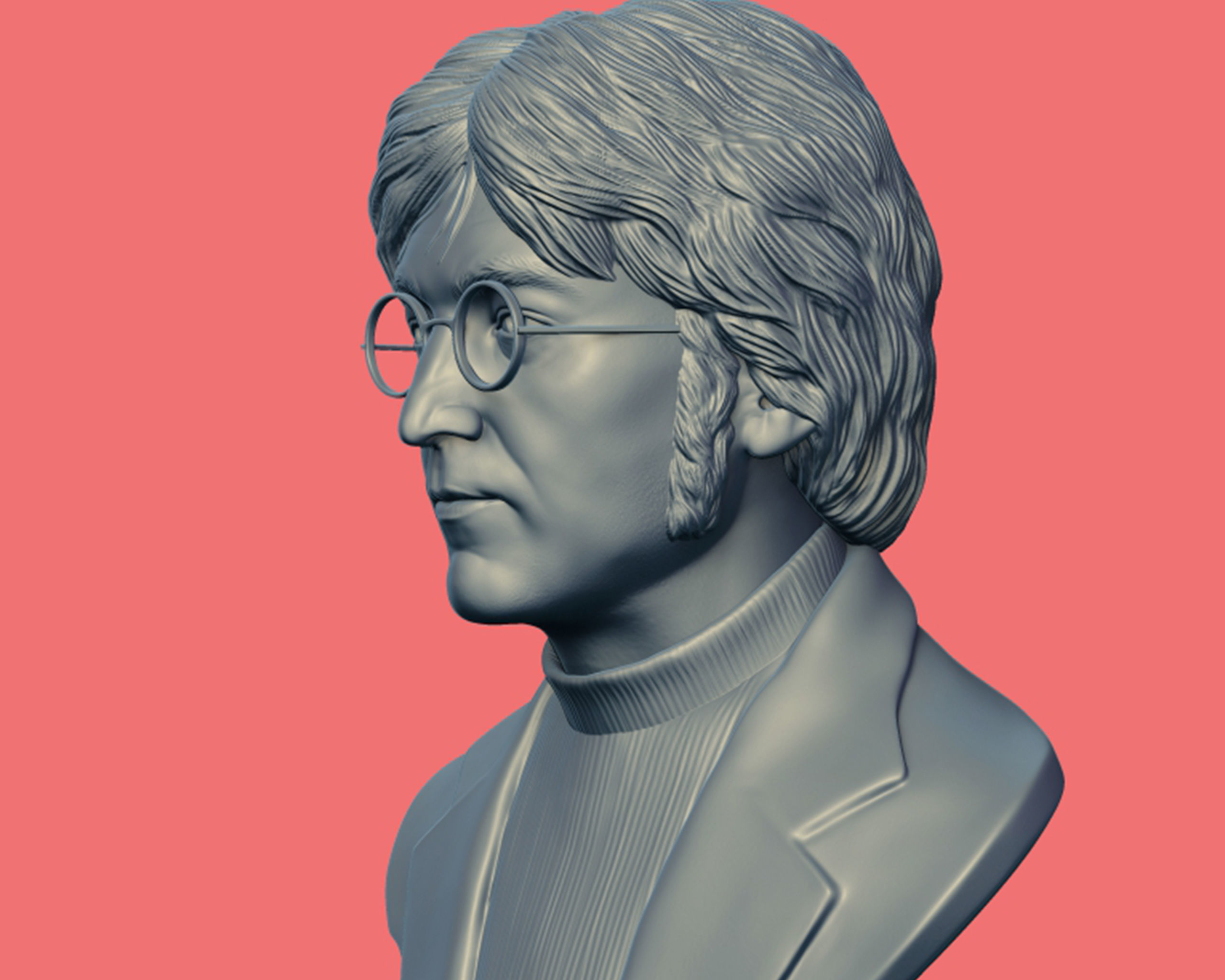 John Lennon portrait sculpture 3D model 3D printable | CGTrader