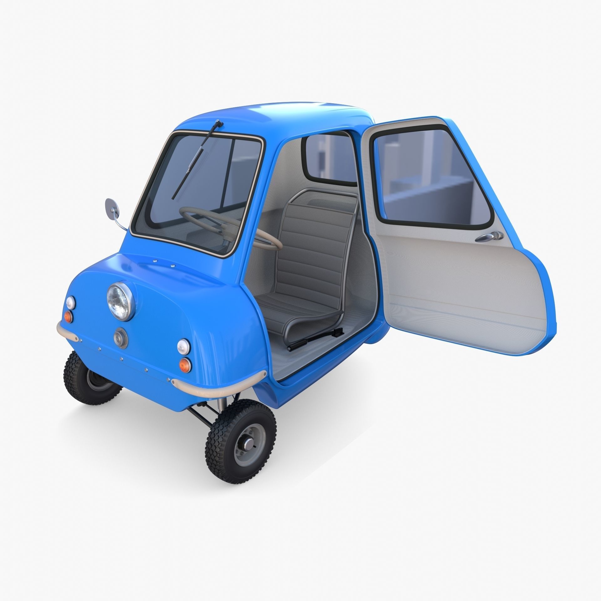 Peel P50 Blue with interior and chassis 3D model | CGTrader