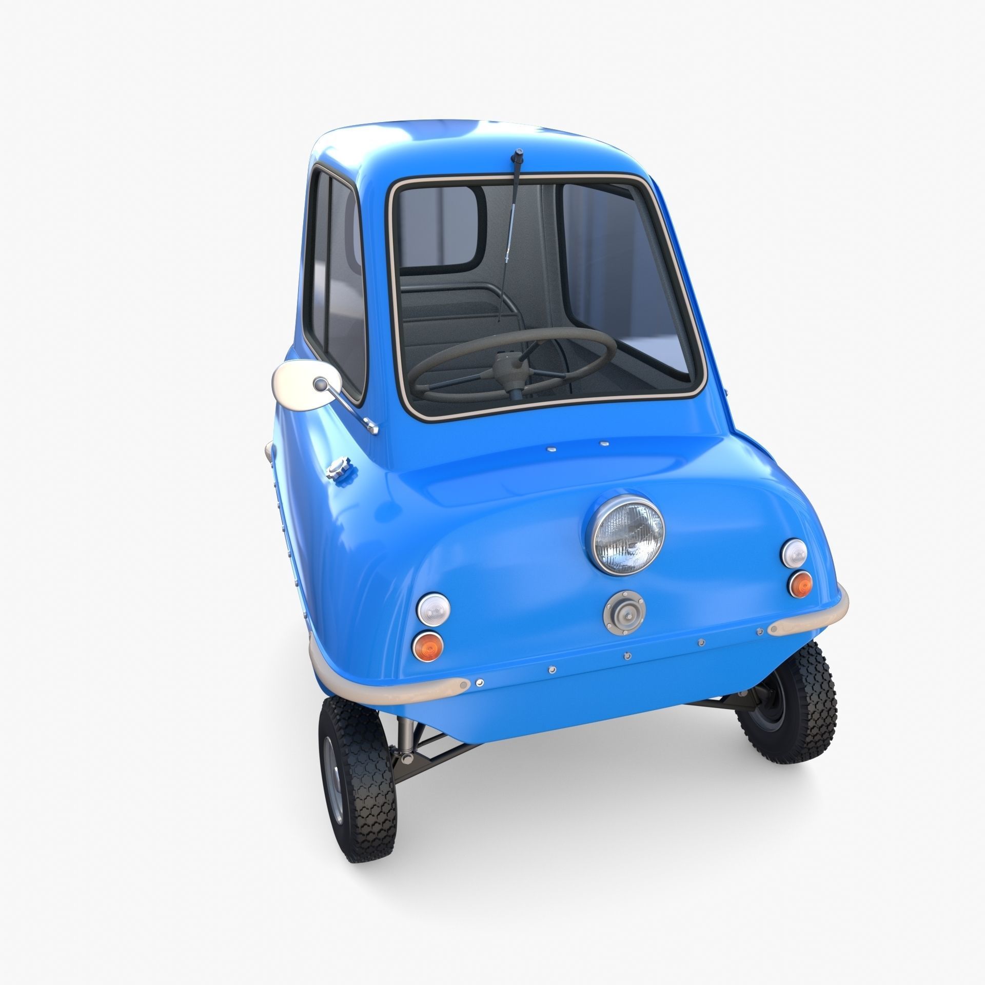 Peel P50 Blue with interior and chassis 3D model | CGTrader
