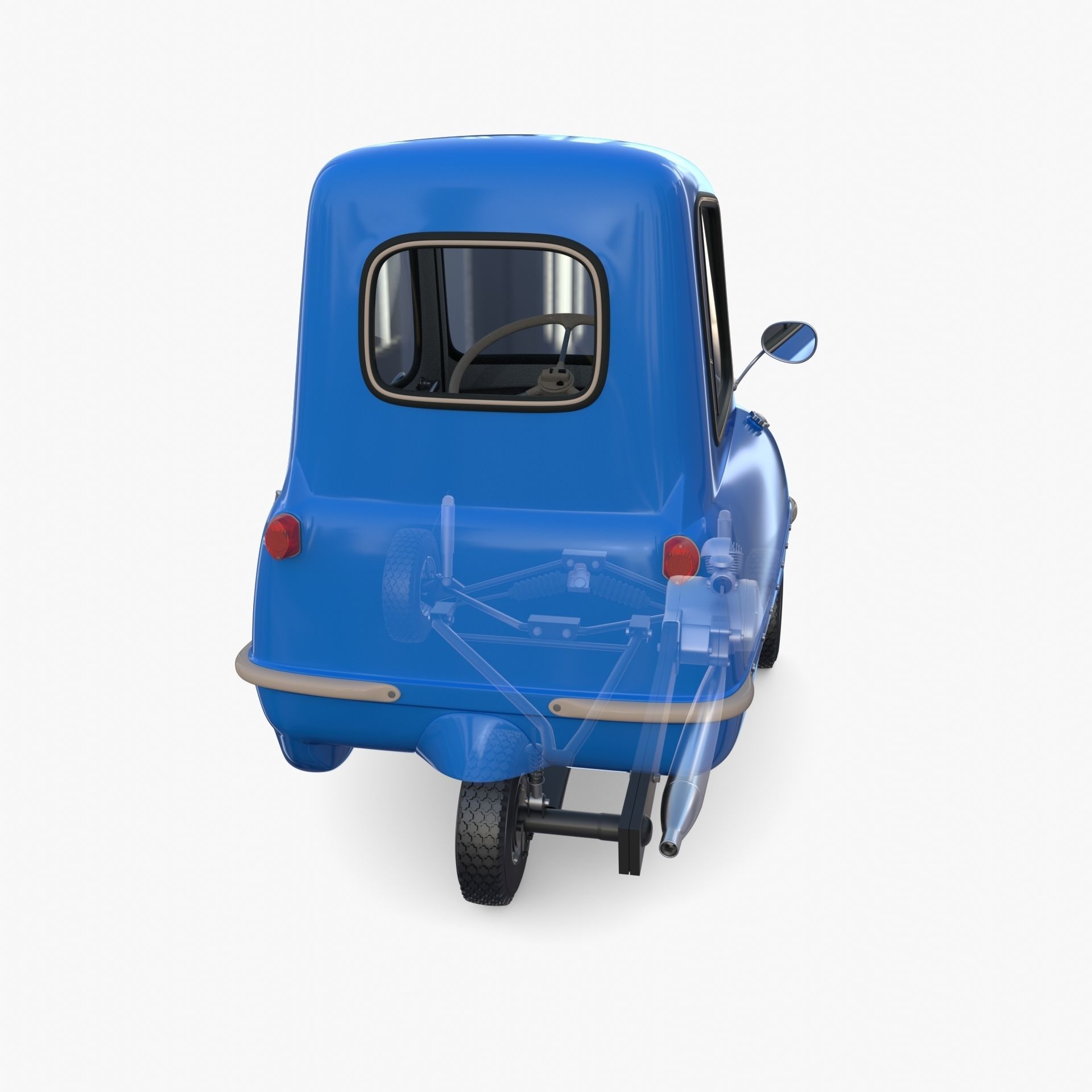Peel P50 Blue with interior and chassis 3D model | CGTrader