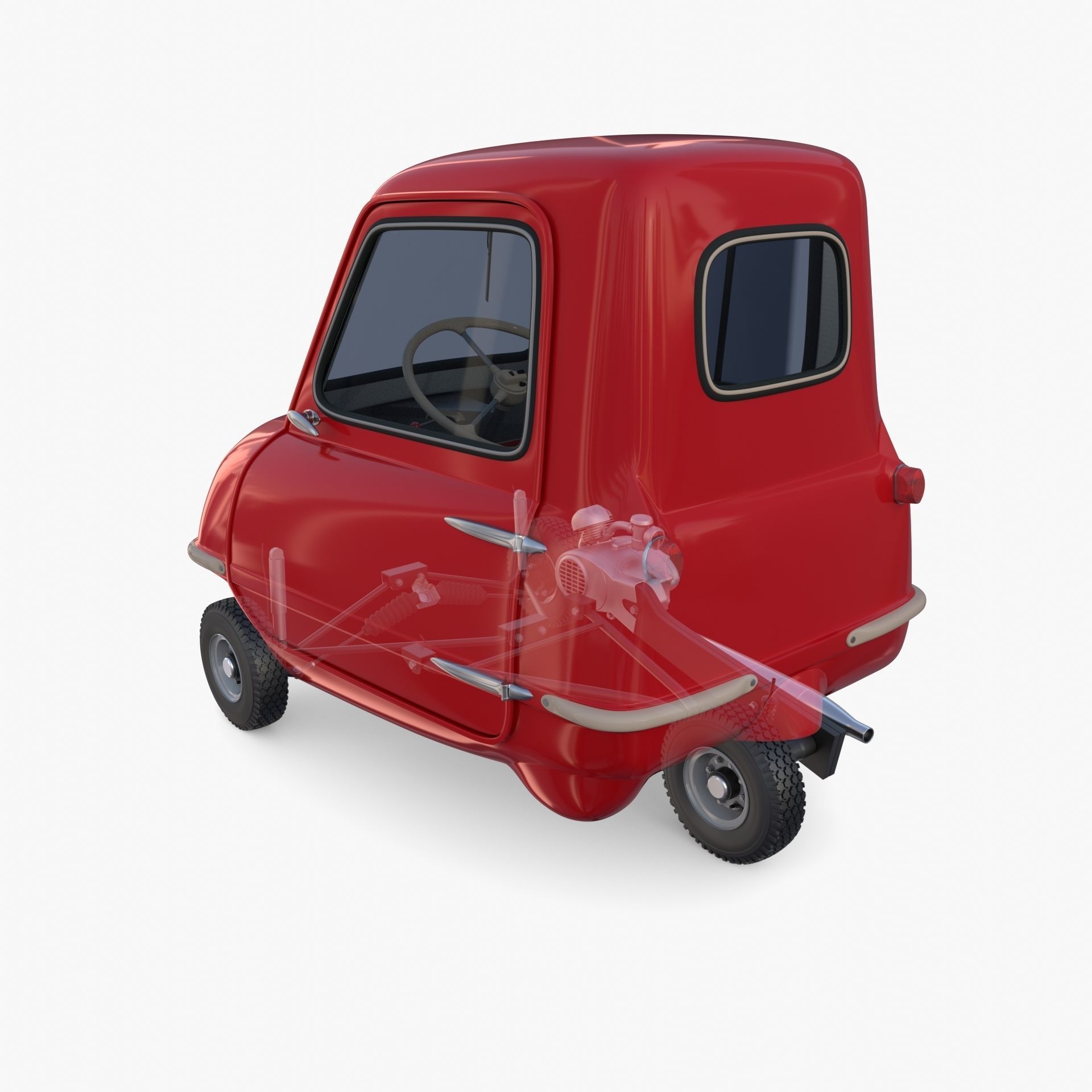 Peel P50 Red with interior and chassis 3D model | CGTrader